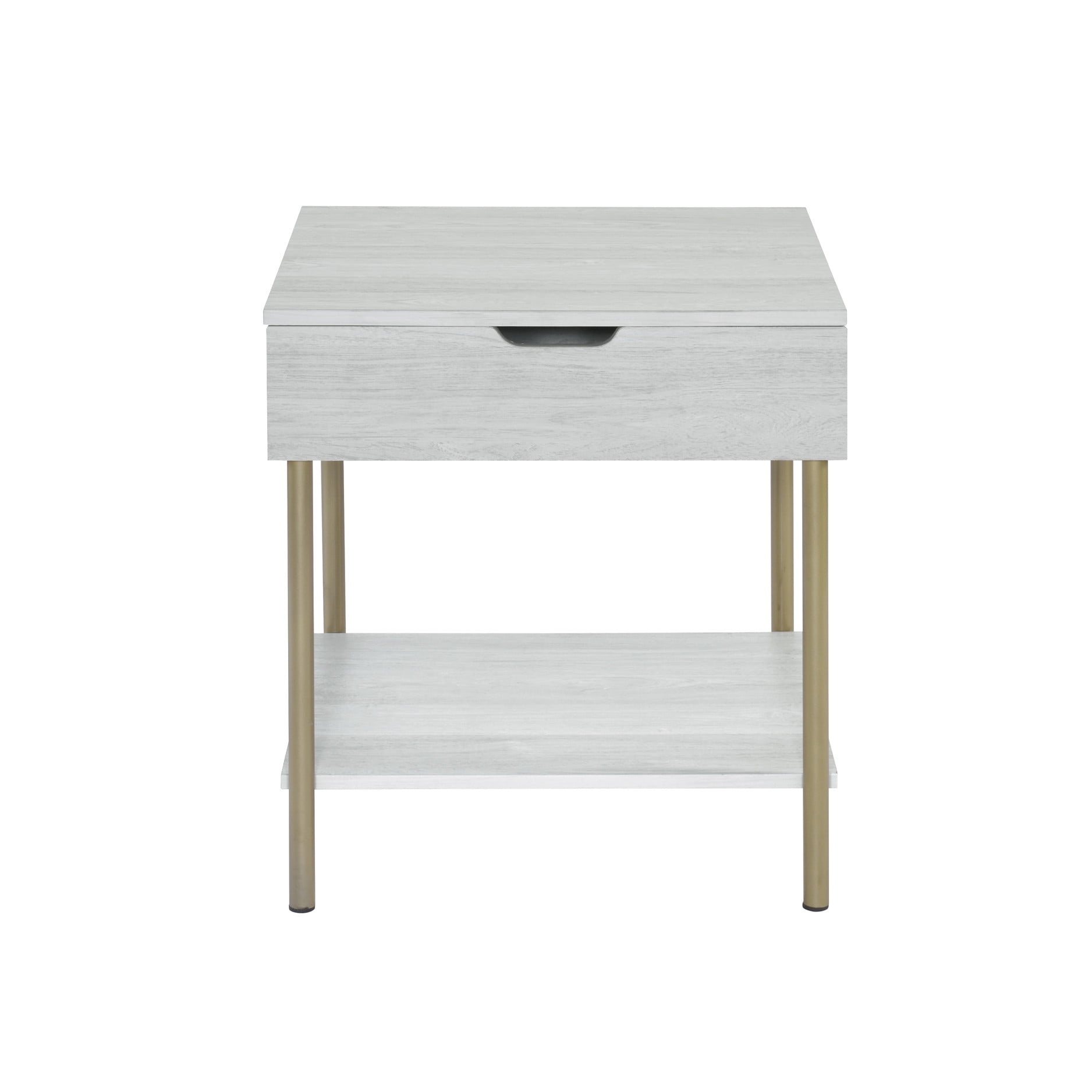 White Square End Table - Fabricated Of Painted Particle Board & Iron Be ...