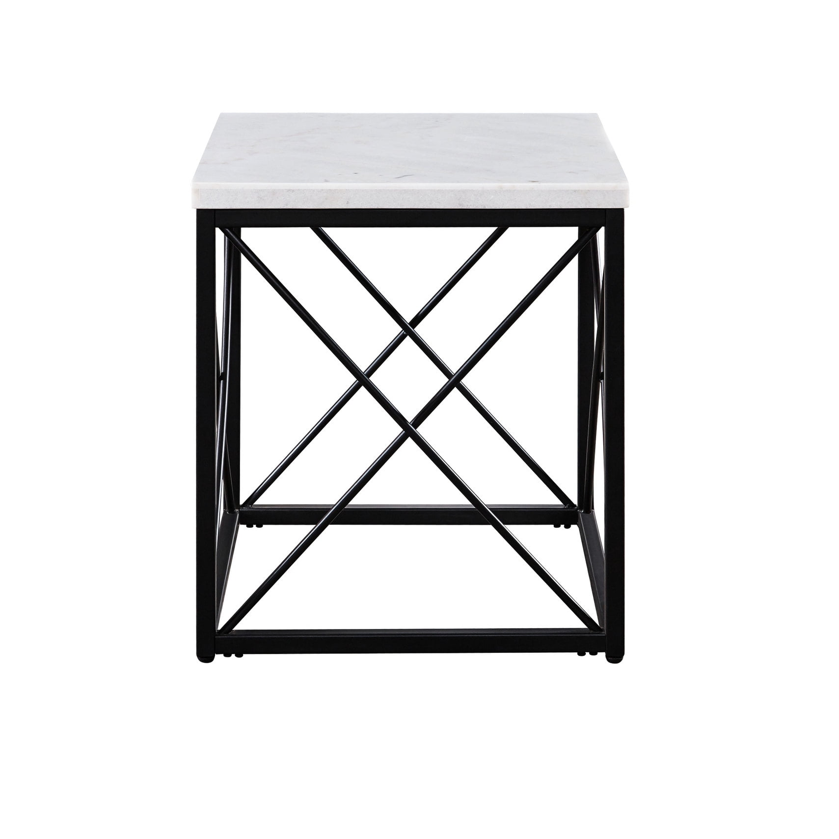 White Square End Table with Marble, 38.72 Lb Product / Modern Metal ...