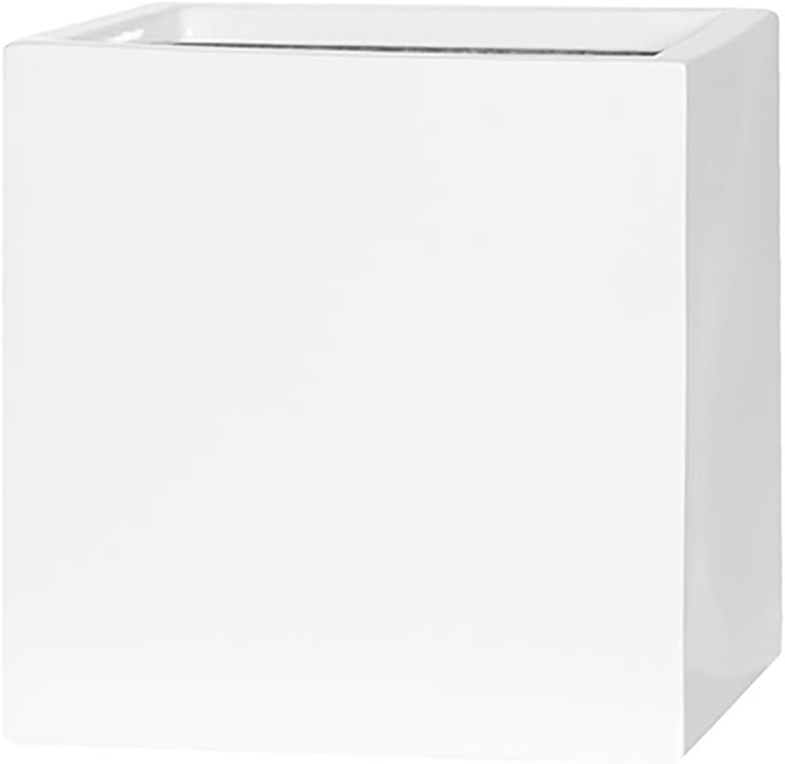 White Square Indoor Outdoor Planter – Cube Shaped Flower - 10”H x 10”W ...