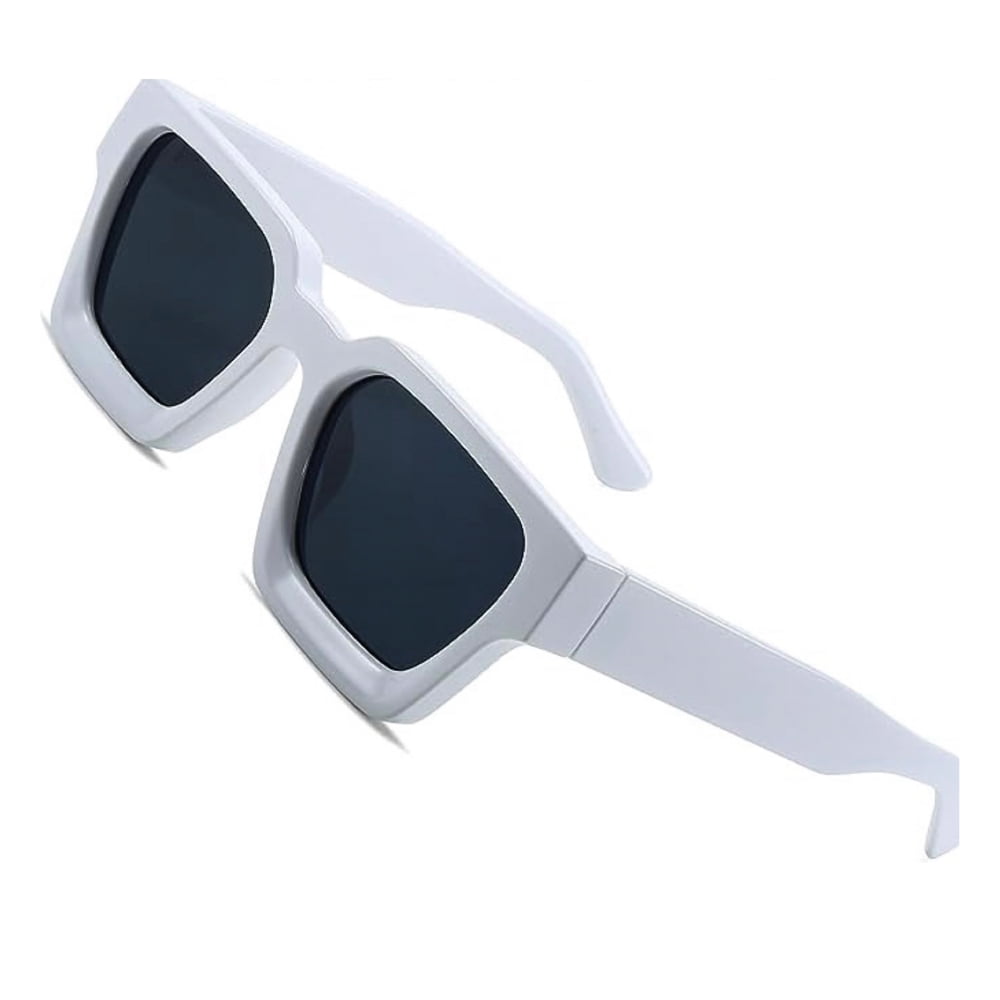 White Square Men Women Thick Frame Designer Style Cool Summer Shades ...