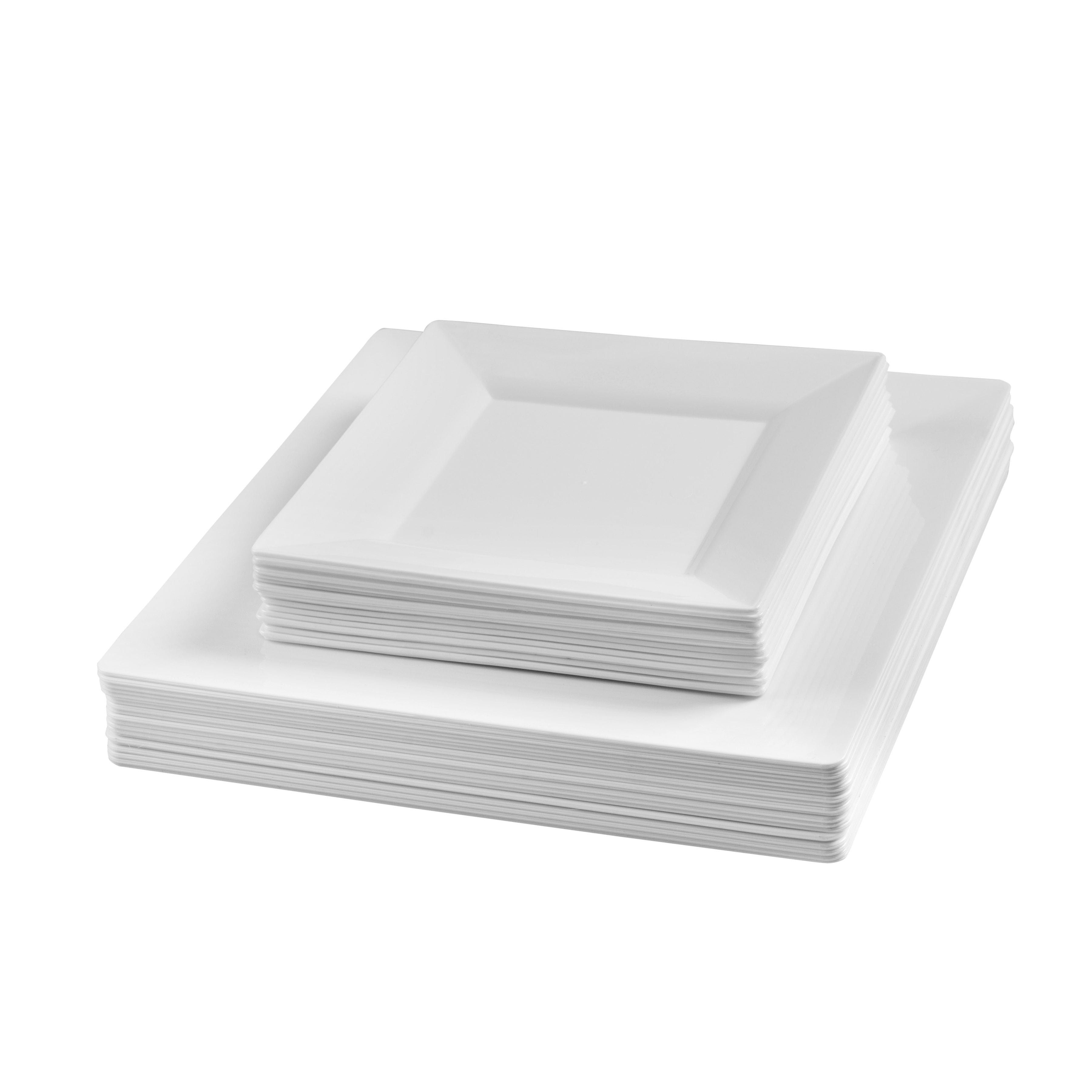 White Square Plastic Plates 40 Pack-Includes 20 9.5" Dinner and 20 6.5 ...