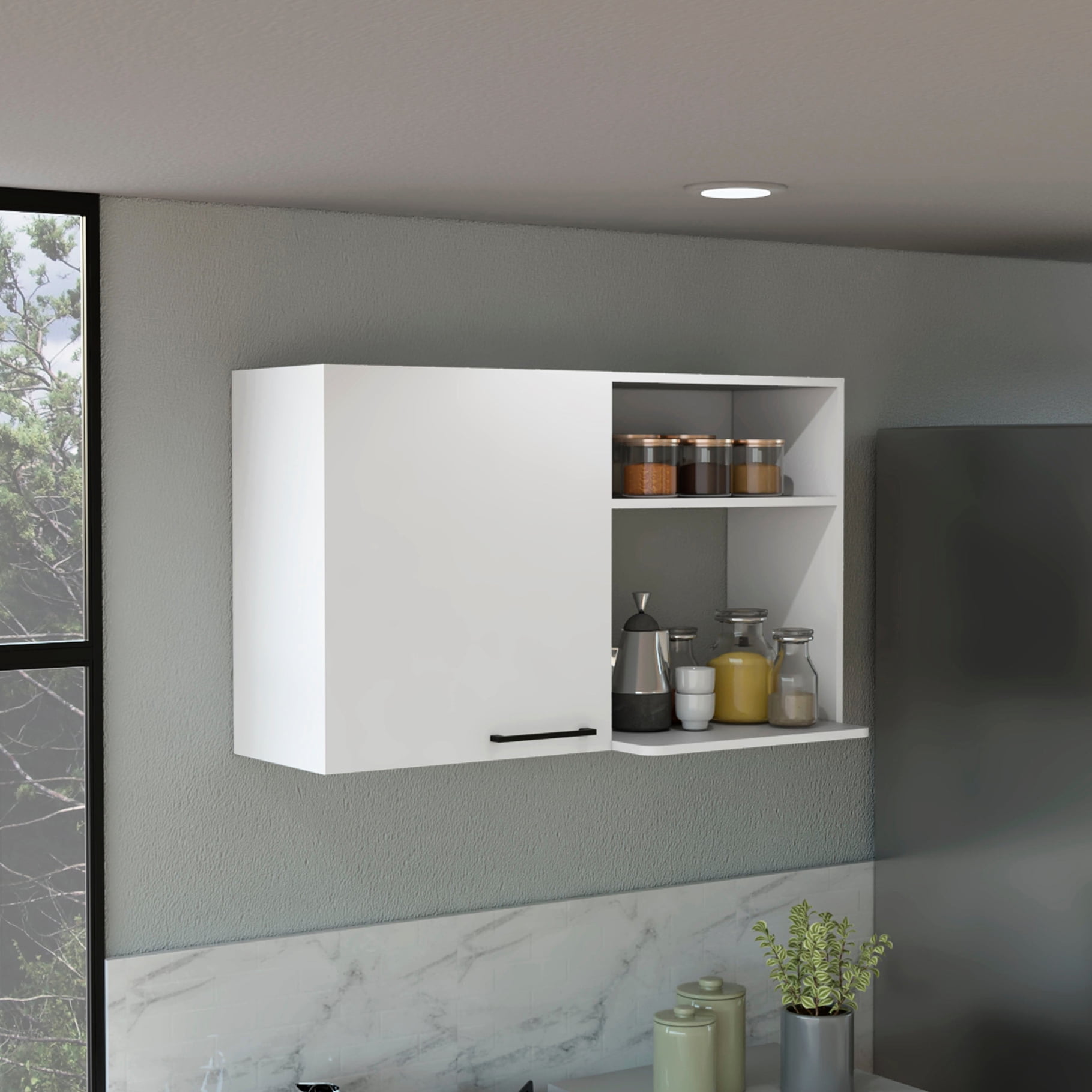 White Stackable Wall Cabinet 24" H, Two Internal Shelves, External One ...