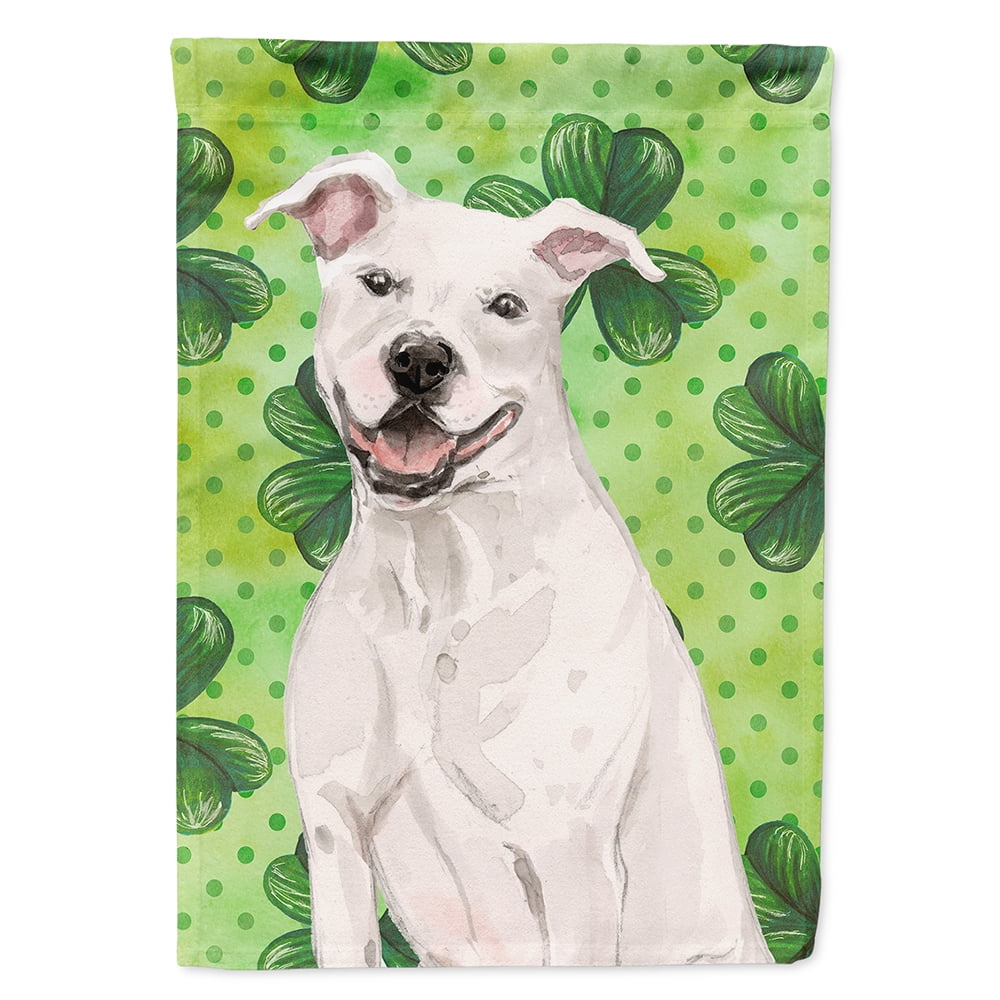 White Staffie Bull Terrier St. Patricks House Flag - Walmart.com