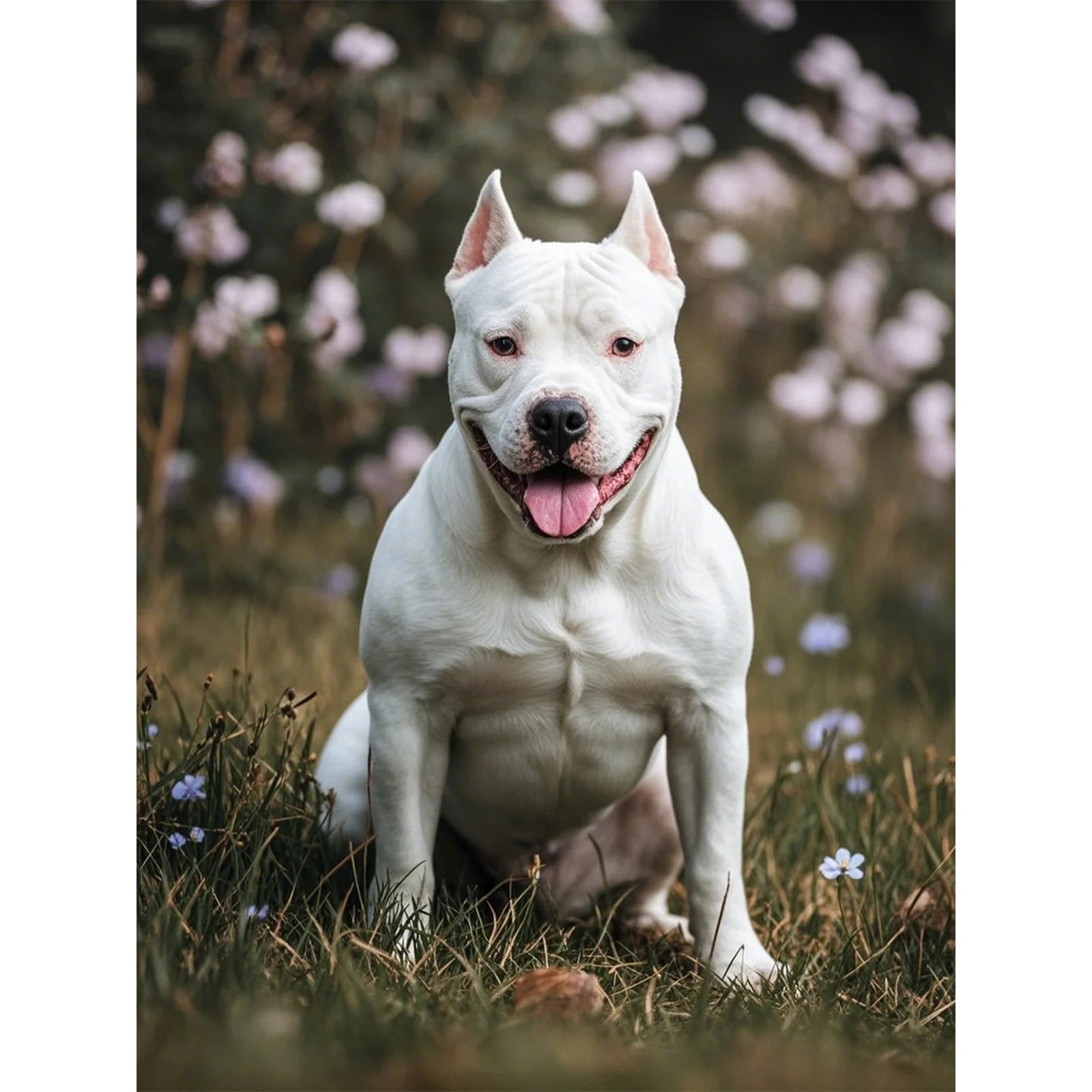 White Staffordshire Bull Terrier Diamond Art 5D Diamond Painting DIY ...