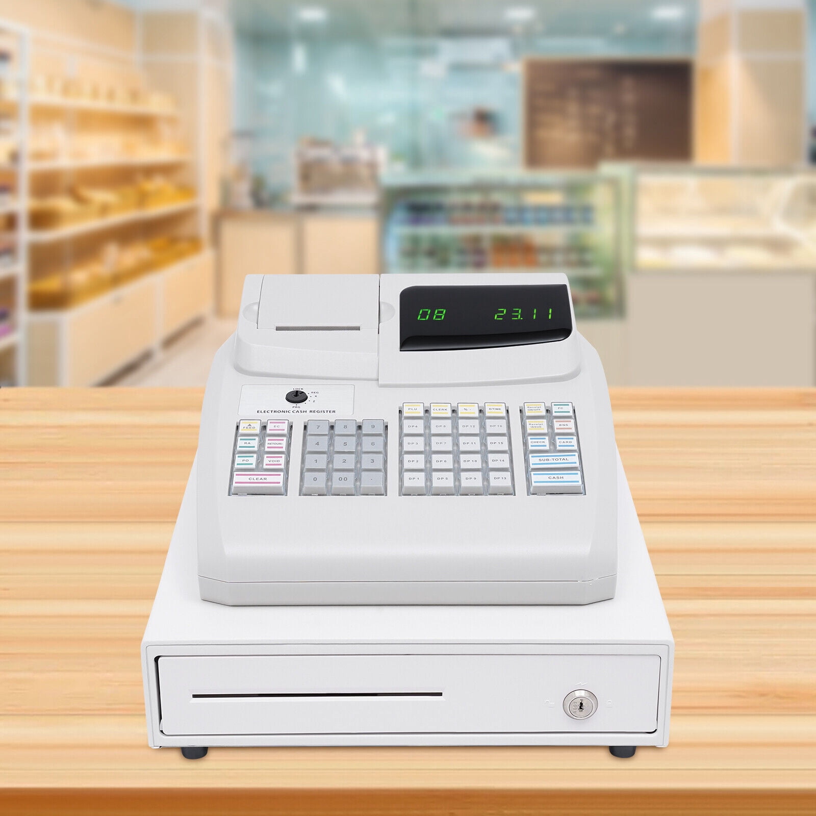 White Stainless Steel+Plastic Cash Management System Cash Register ...