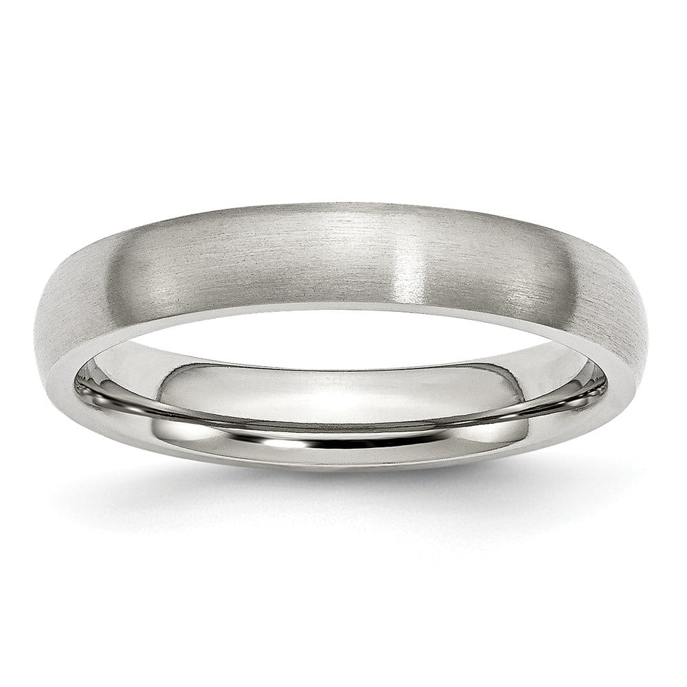 White Stainless Steel Ring Band Wedding Comfort Domed - Walmart.com