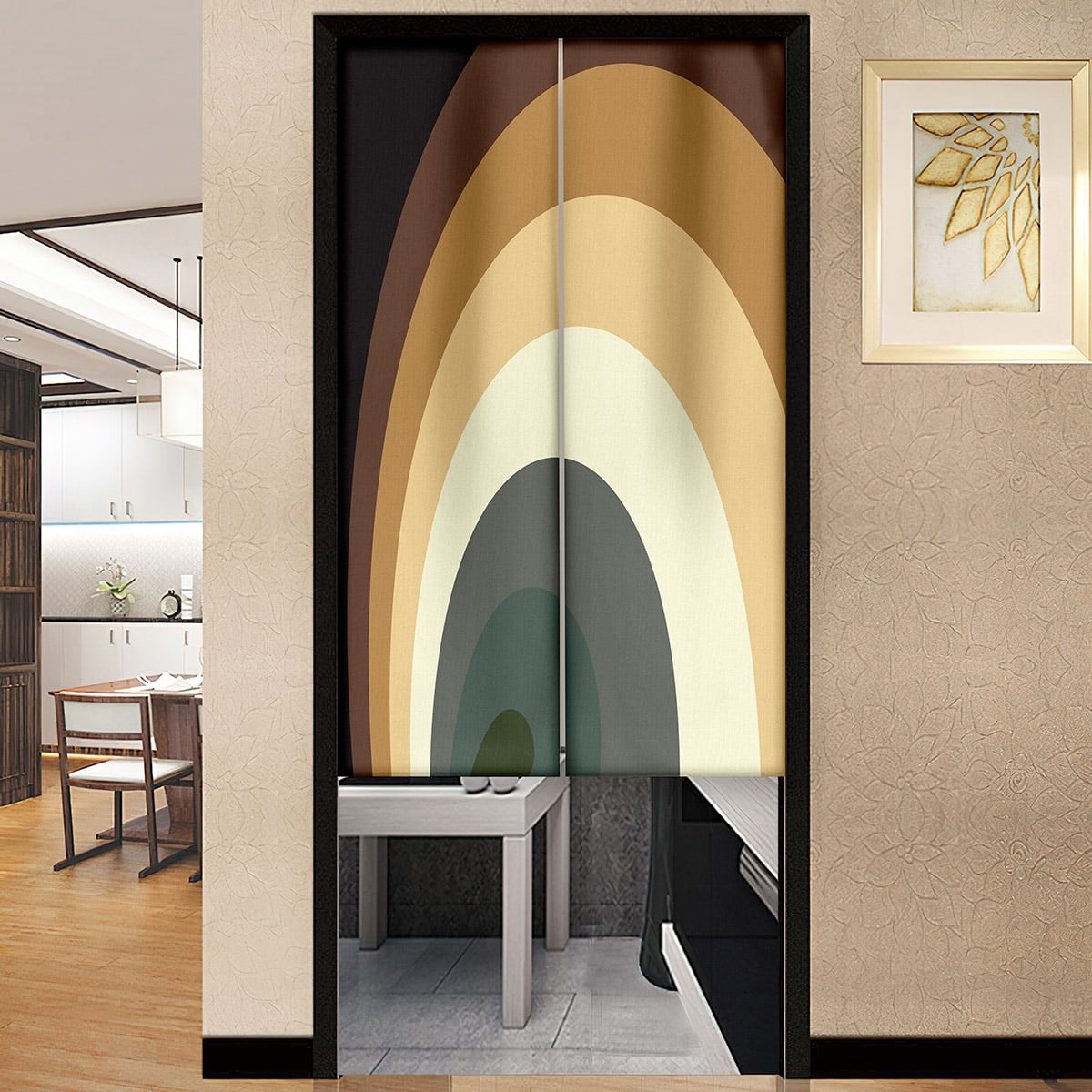 White Stairs Blue Background Simple Door Curtain Dust Proof Partition ...