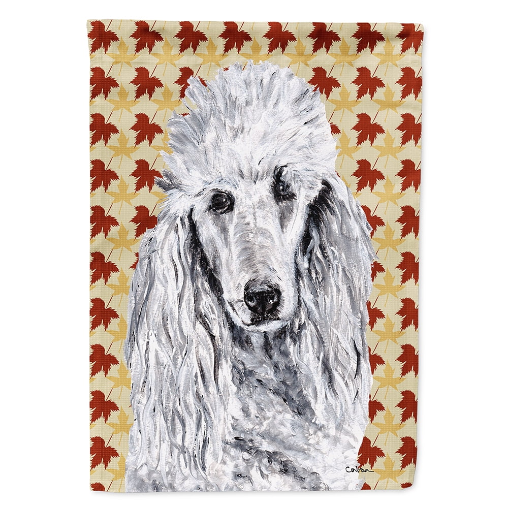 White Standard Poodle Fall Leaves Garden Flag - Walmart.com