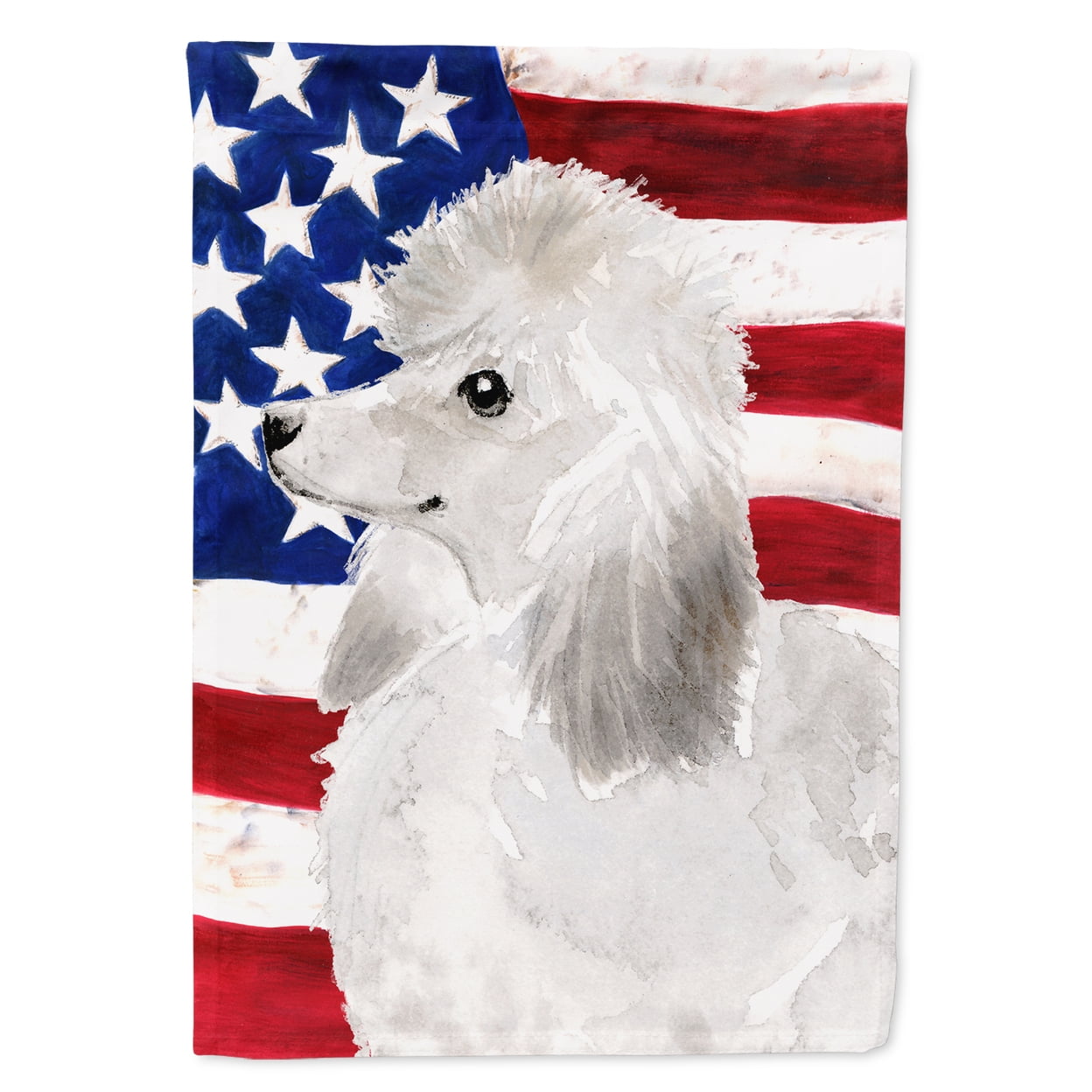 White Standard Poodle Patriotic House Flag - Walmart Business Supplies