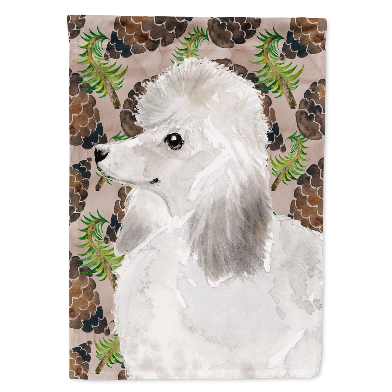 White Standard Poodle Pine Cones House Flag - Walmart.com
