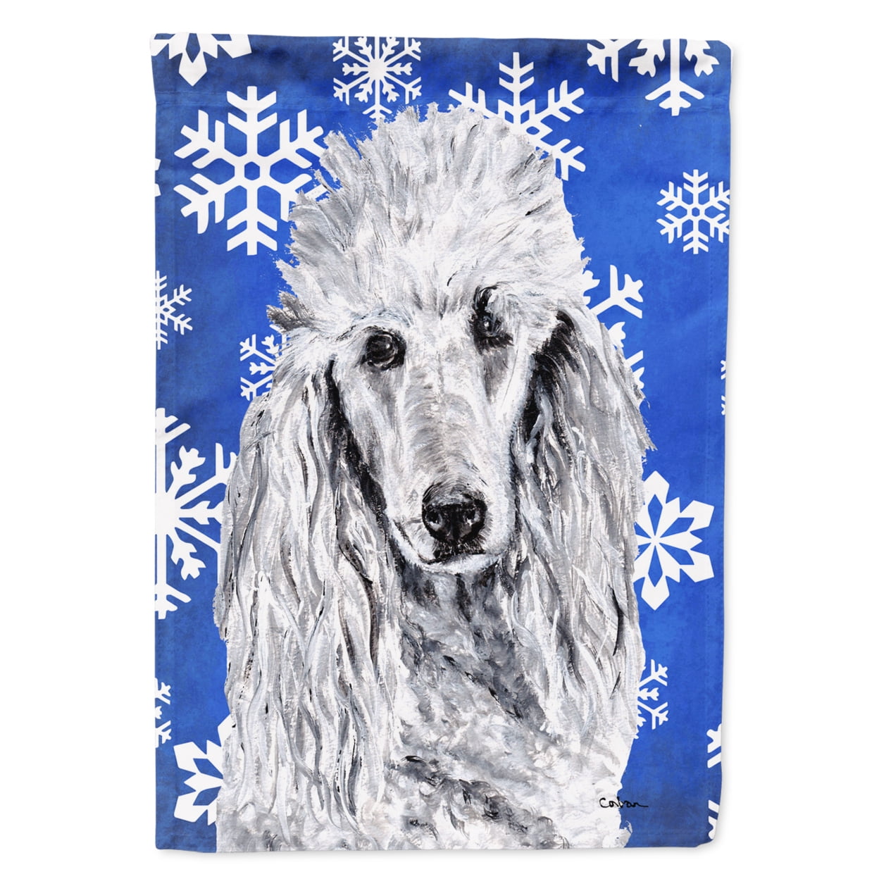 White Standard Poodle Winter Snowflakes House Flag - Walmart.com