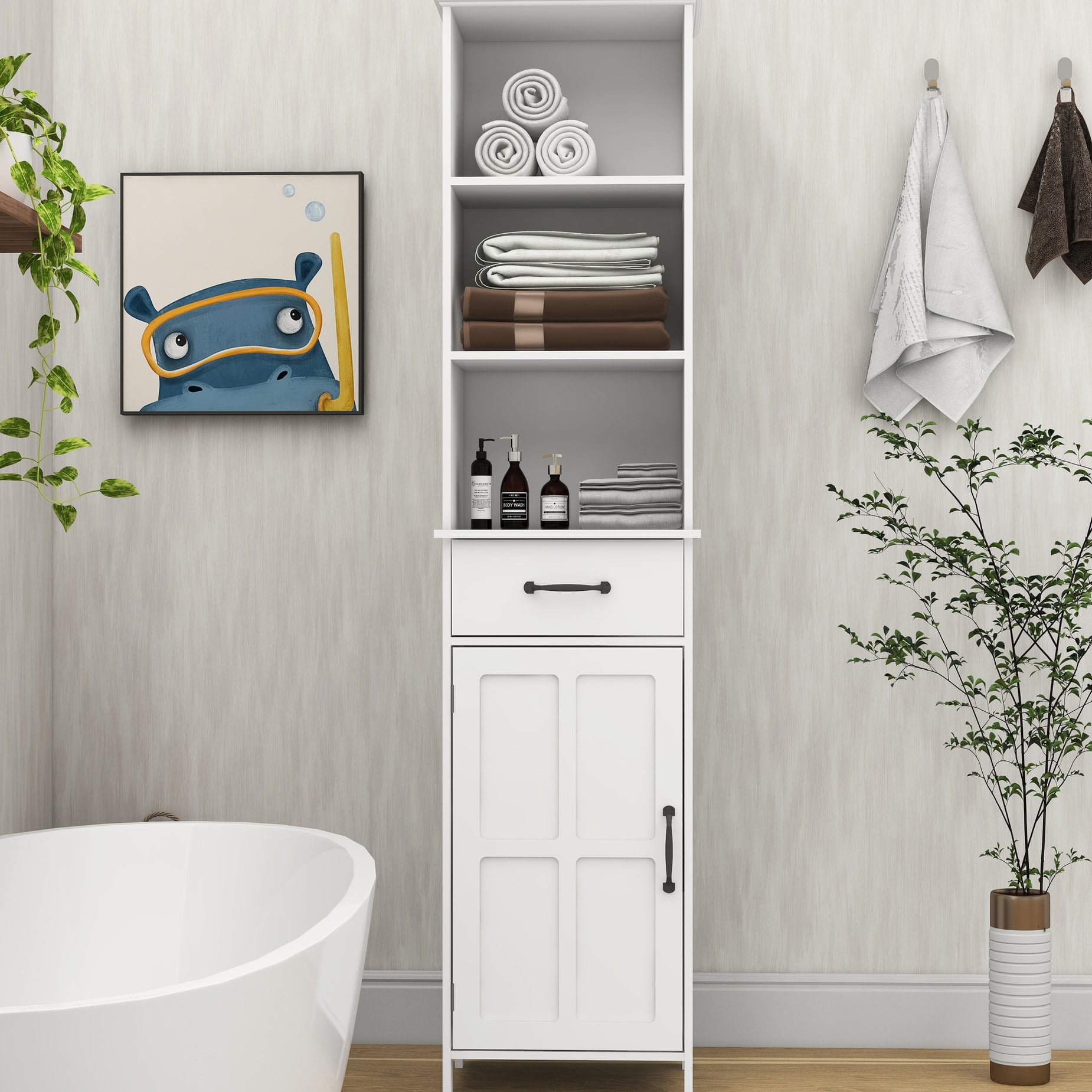 White Standing Storage Cabinet | Use in Entrance Halls | High - Quality ...