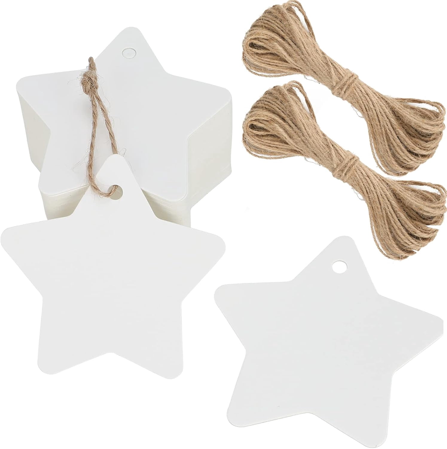 White Star Gift Tags,Blank Gift Tags with String,100 Pcs Kraft Paper ...