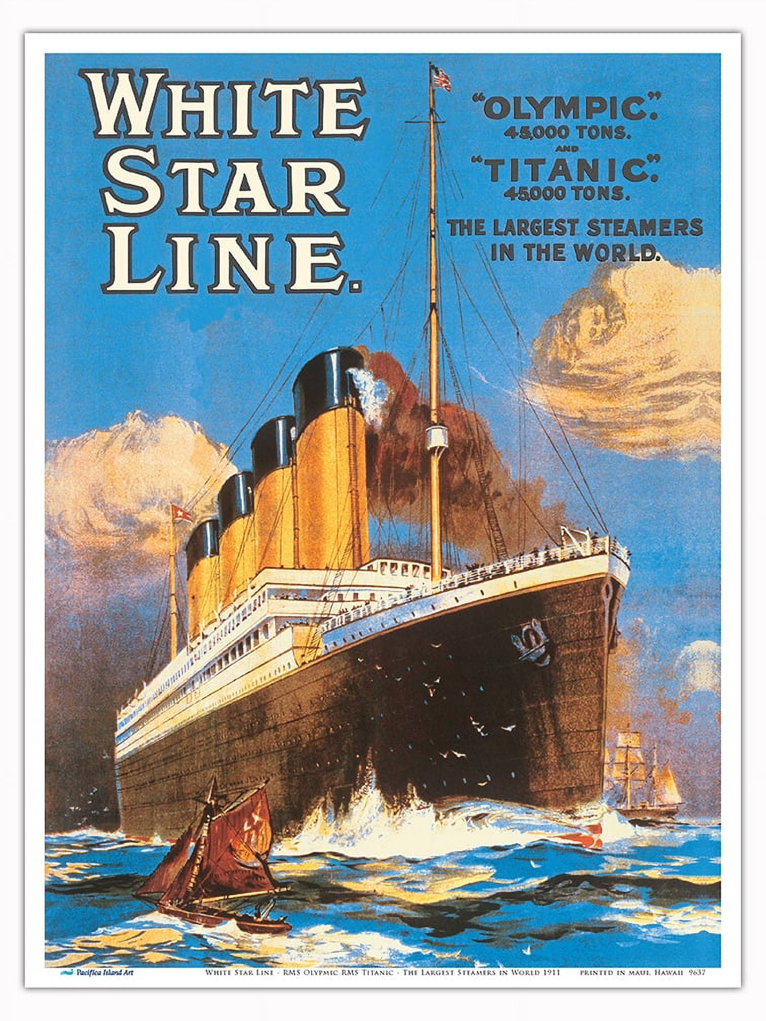 White Star Line - RMS Olypmic RMS Titanic - The Largest Steamers in World - Vintage Ocean Liner ...