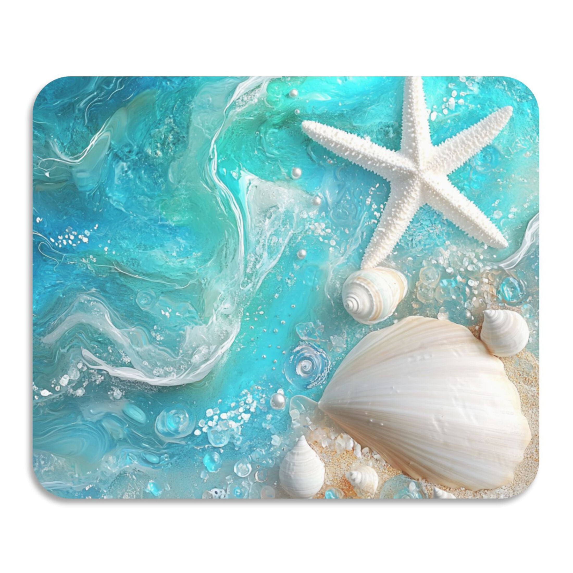 White Starfish Shells Blue Sea Diatomite Dish Drying Mat Drain Pad for ...