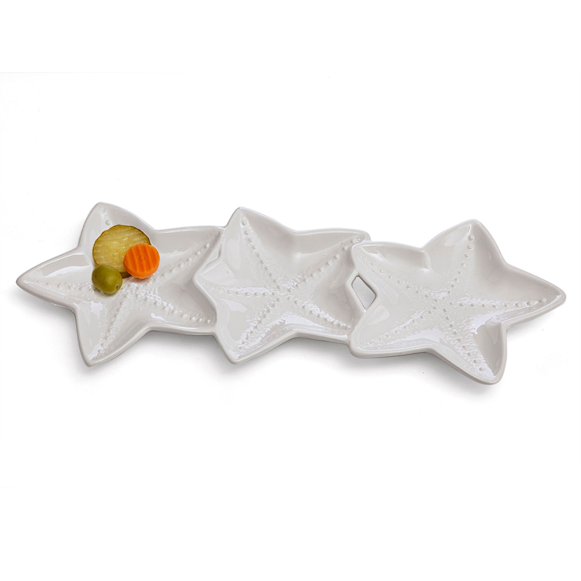 White Starfish Triple Serving Platter Dish 16 Inches Ceramic - Walmart.com