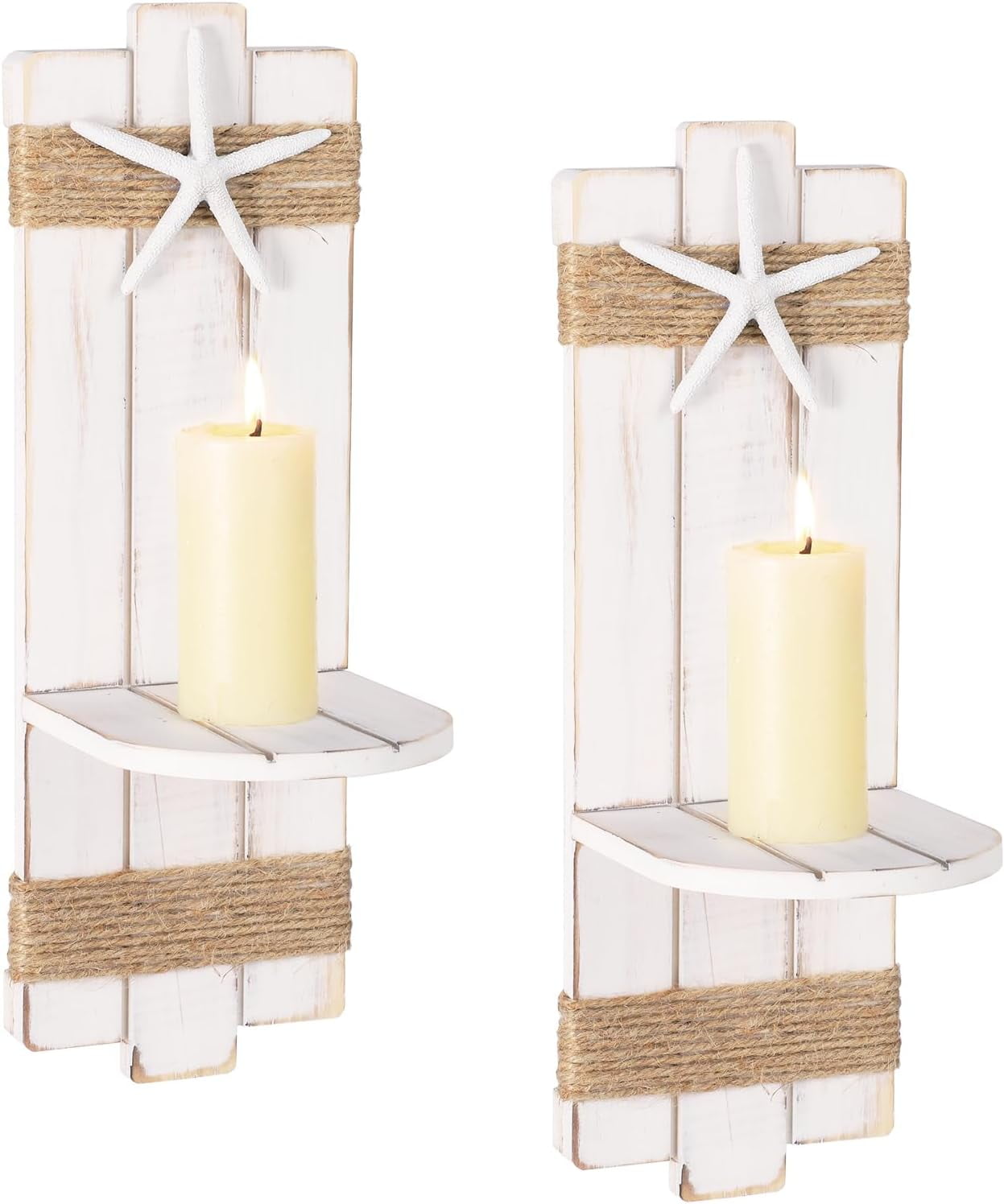 White Starfish Wall Candle Sconces,Beach Themed Wall Decor Ocean Wall ...