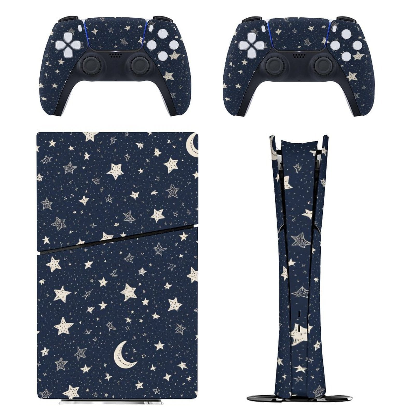 White Stars Console Skin Bundle for PS5 Pro Slim Disc & Digital / PS4 ...