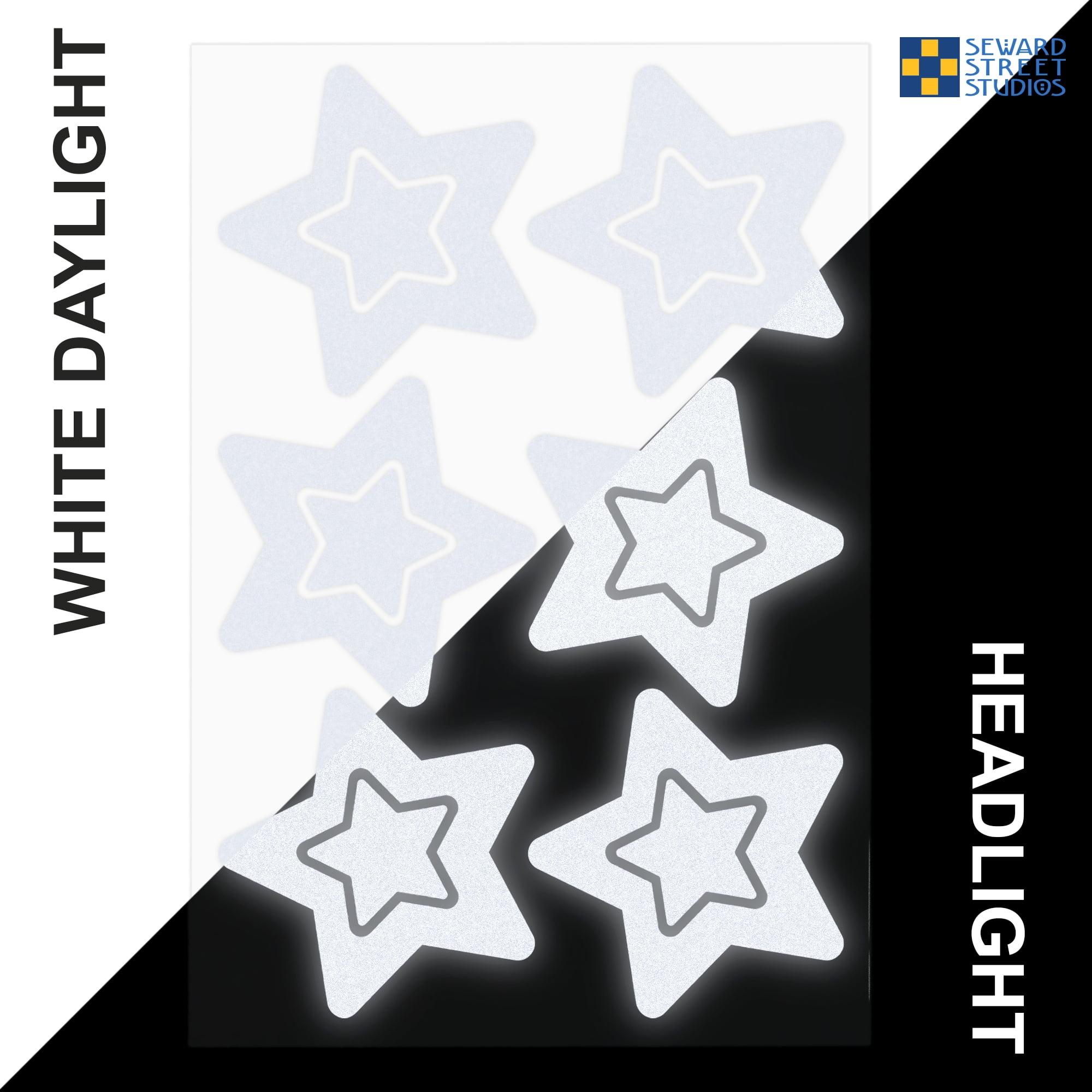 White Stars Reflective Decals Set, Stars Motorcycle Helmet Stickers Kit ...