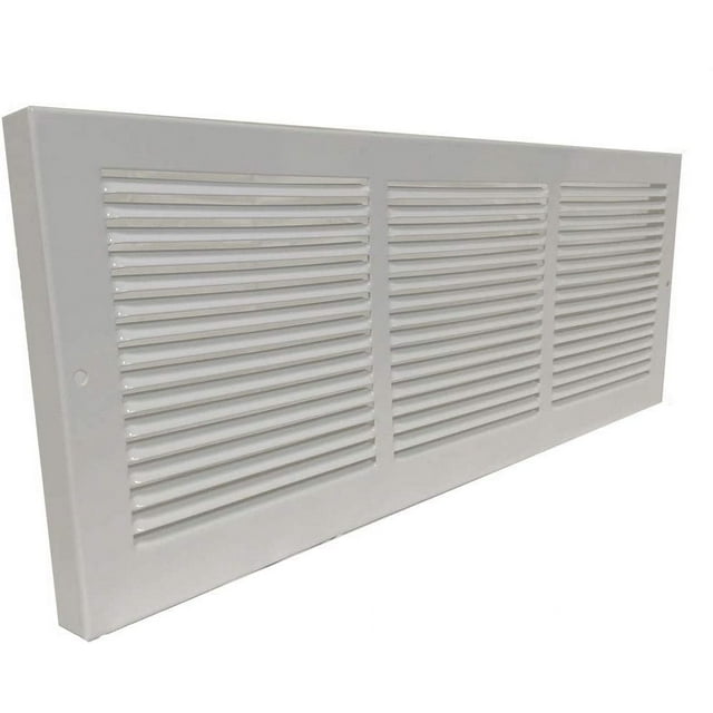 White Steel Baseboard Return Grill with 7/8" Turn Back (24" x 6 ...