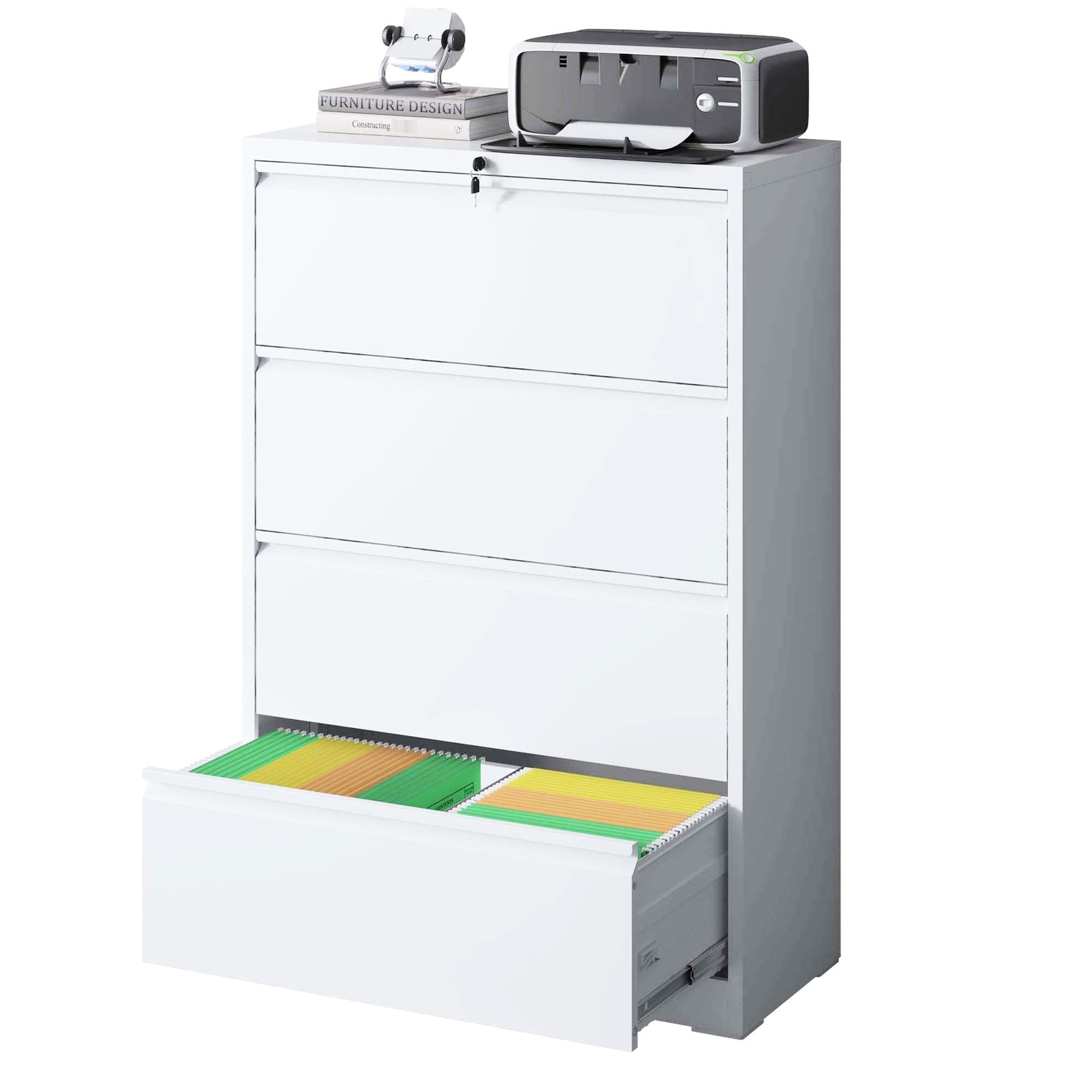 White Steel Lateral File Cabinet with Anti-Tilt Design | In Office ...