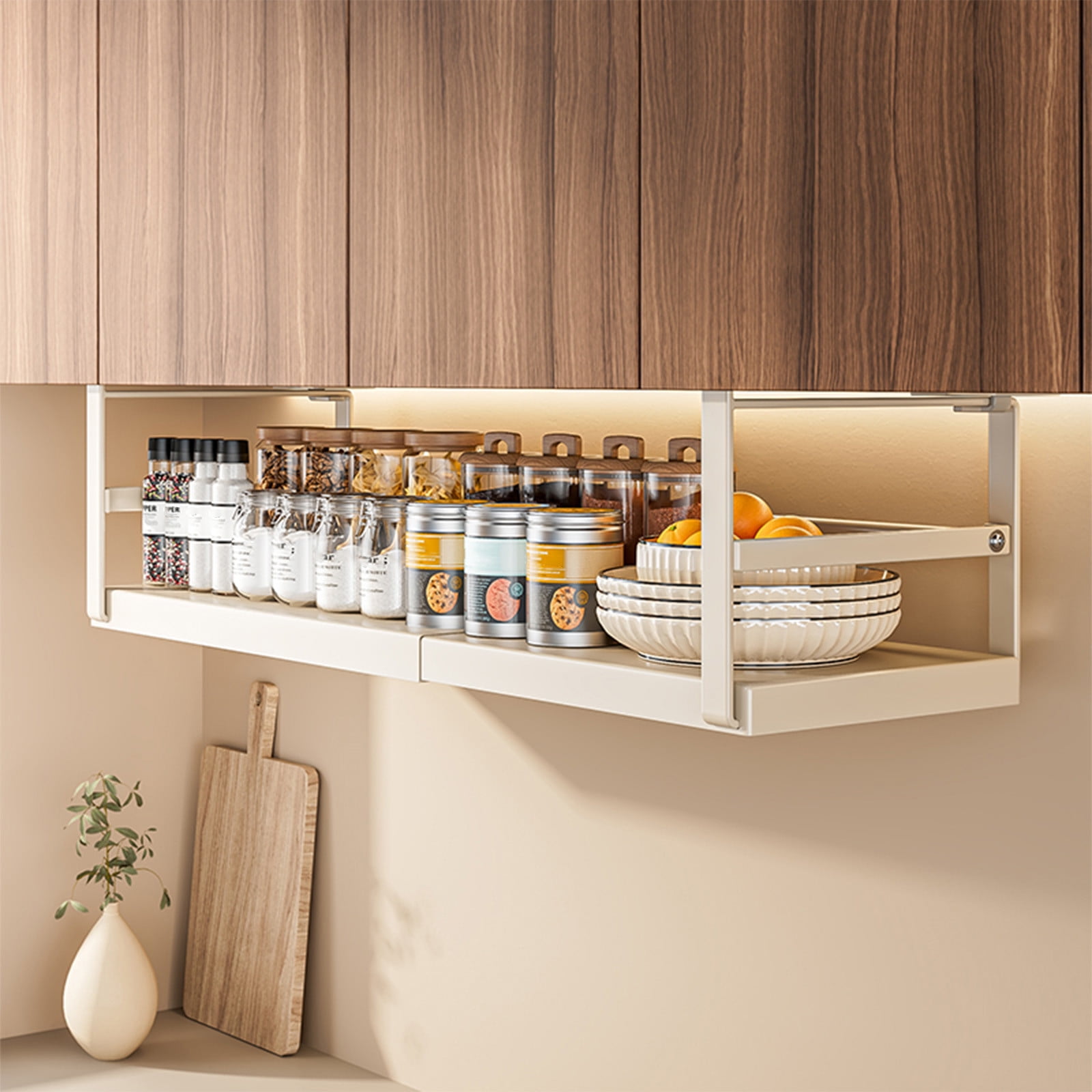 White Steel Pantry Organization Basket, 10.63-17.71x8.66x7.48in ...