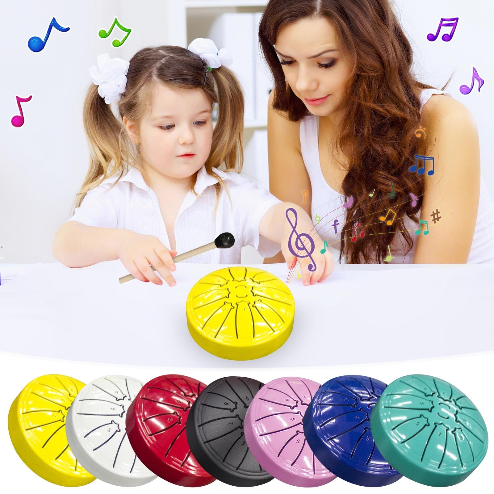 White Steel Tongue Drum 4-inch Portable Handpan Zen Instrument 8 ...