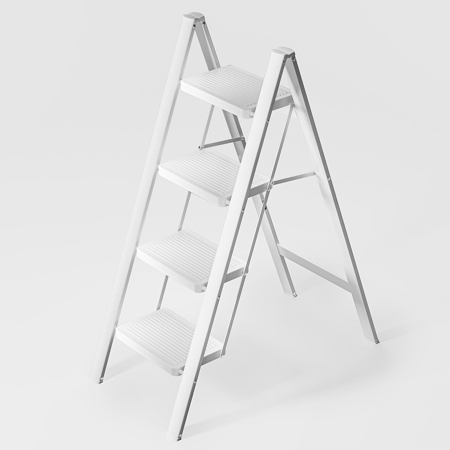 White Step Ladder White 4 Step Folding, Sturdy 330 Lbs Small Step Stool ...