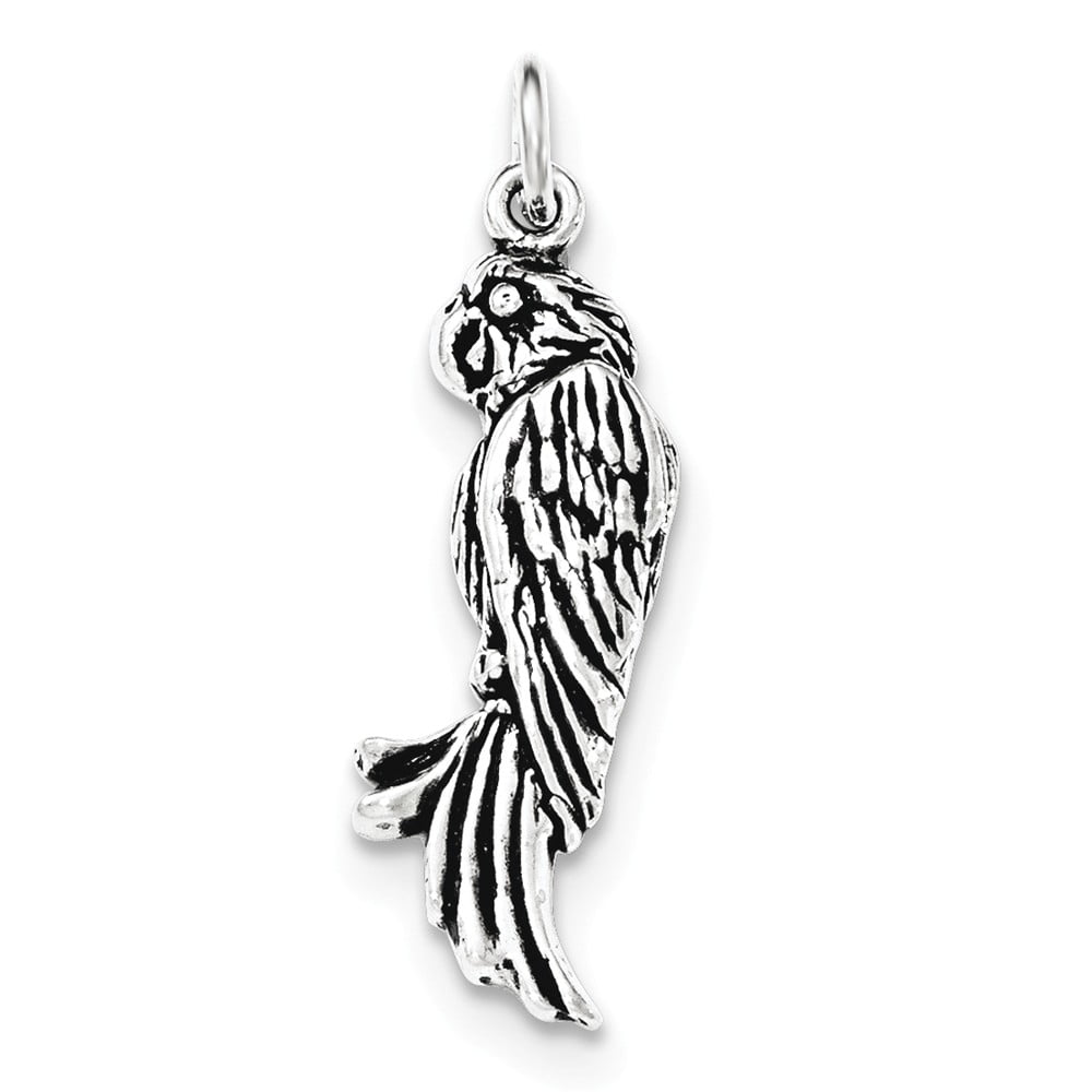 White Sterling Silver Charm Pendant Antiqued Parrot - Walmart.com