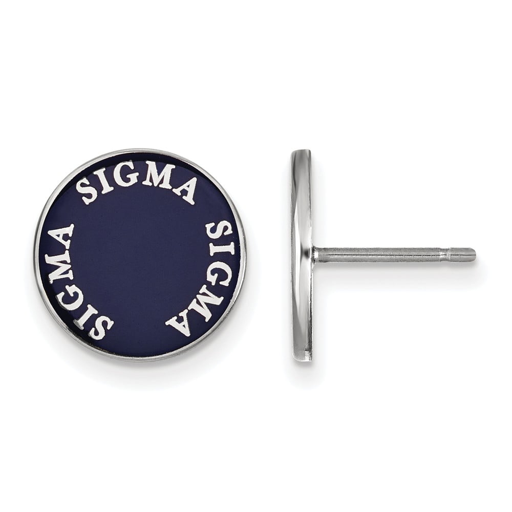 White Sterling Silver Earring Blue Women'S Greek Sigma 12 mm - Walmart.com