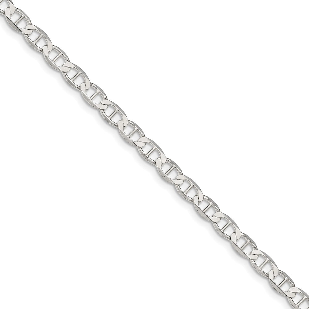 White Sterling Silver chain Anchor Men's Flat 8 in 5.7 mm - Walmart.com
