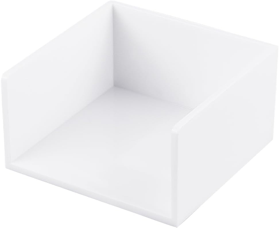 White Sticky Note Holder 3x3 Inch Plastic Notepad Holder Dispenser Self ...