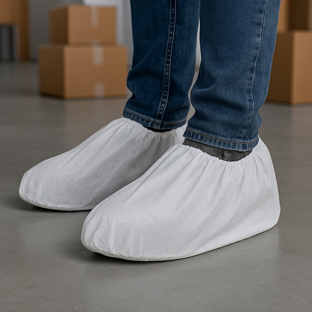 White Sticky Shoe Covers – XL 18-Inch, Non-Slip Disposable Booties, 150 ...