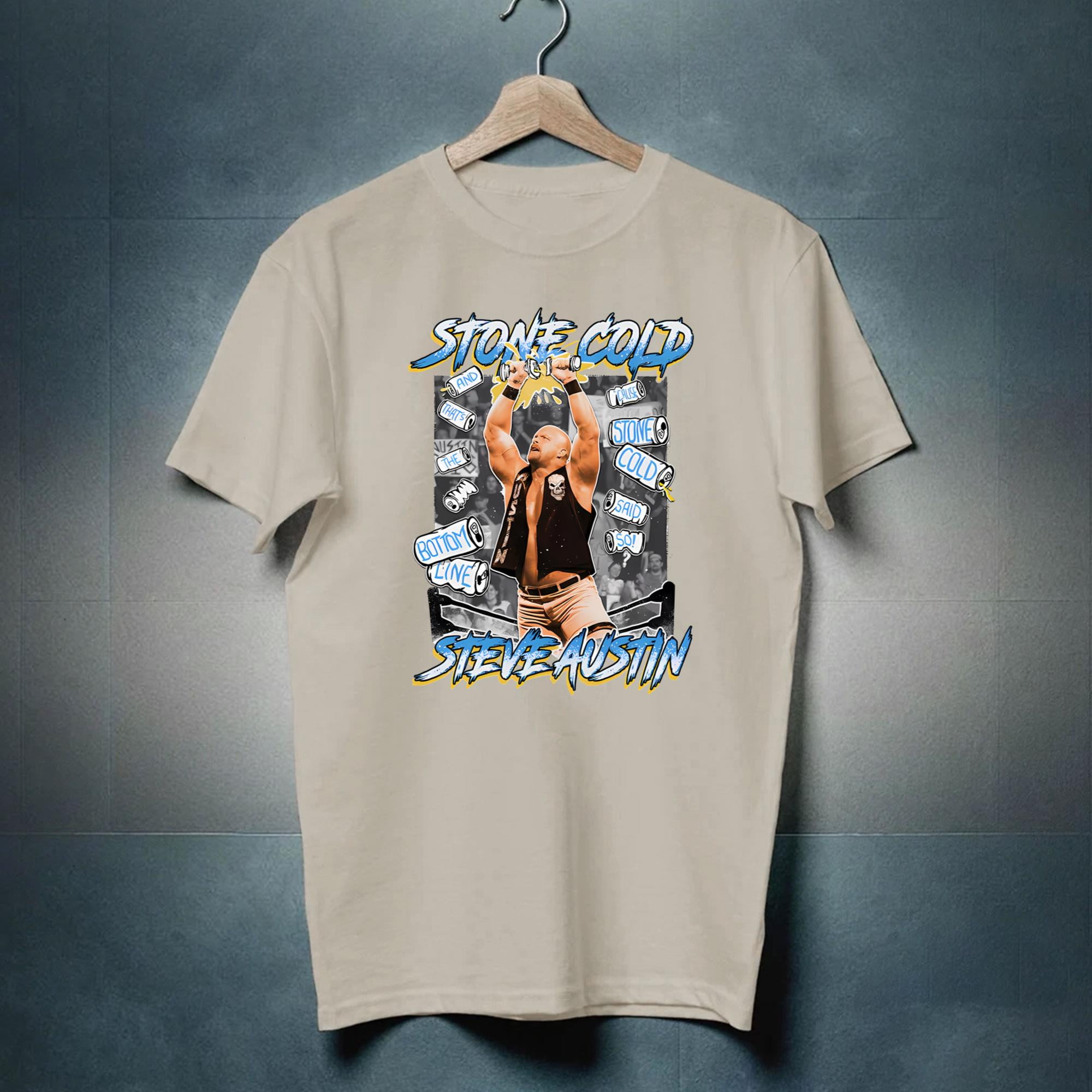 White 'Stone Cold' Steve Austin Ripple Junction Superimposed T-Shirt ...