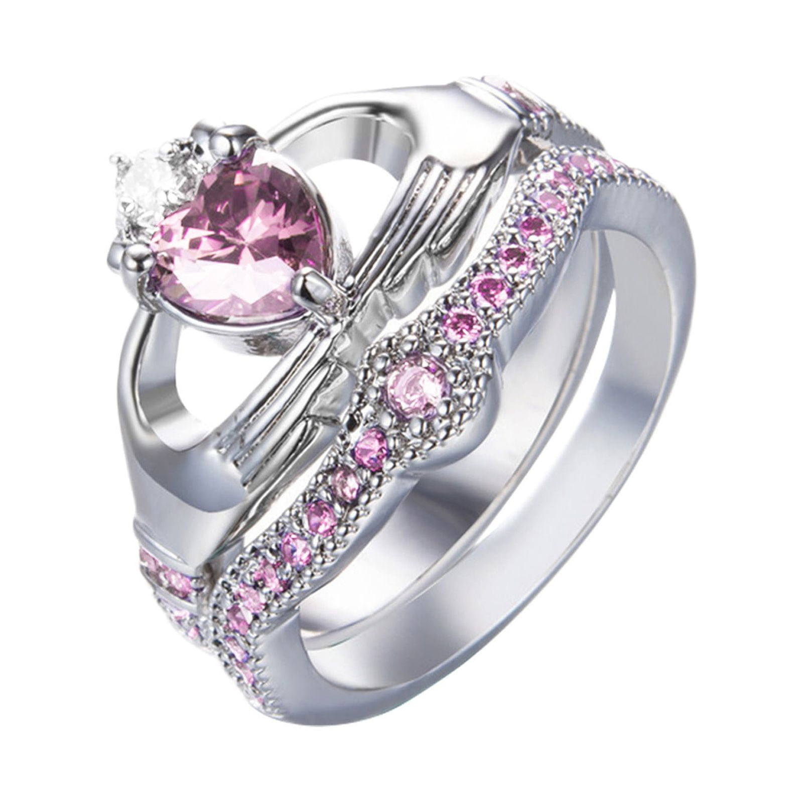 White Stone Ring, Handmade Cut, Wedding Engagement Jewelry Stack Rings ...