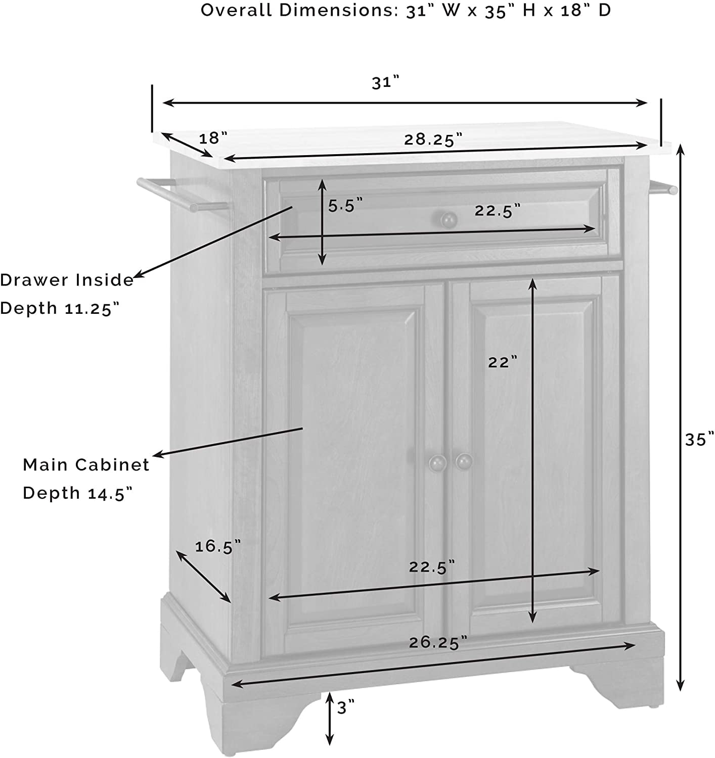 White Stone Top Rolling Kitchen Island with Storage, Microwave Stand ...