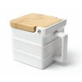 White Stoneware Salt Box 4.5x3.25x3.5 with Bamboo Lid - Walmart.com