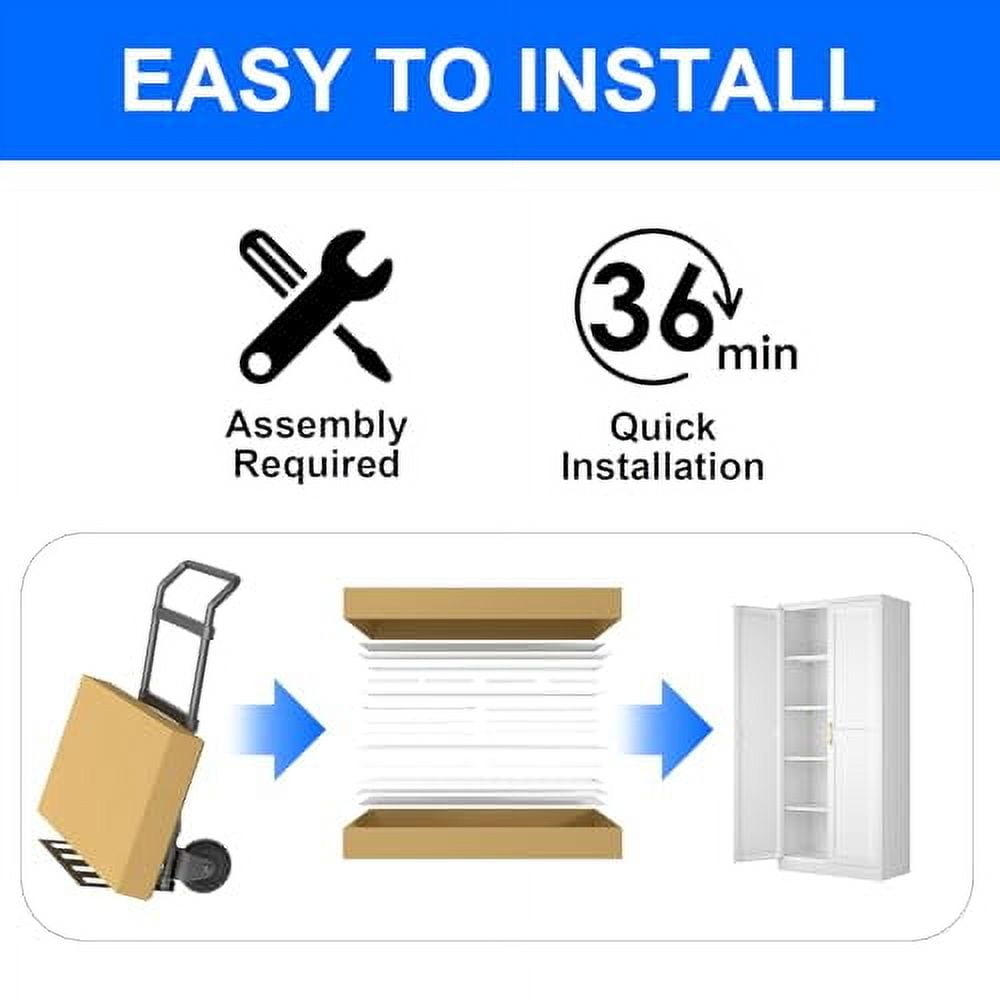 White Storage Cabinet, 60" Tall Kitchen Pantry Cabinet with Doors and ...