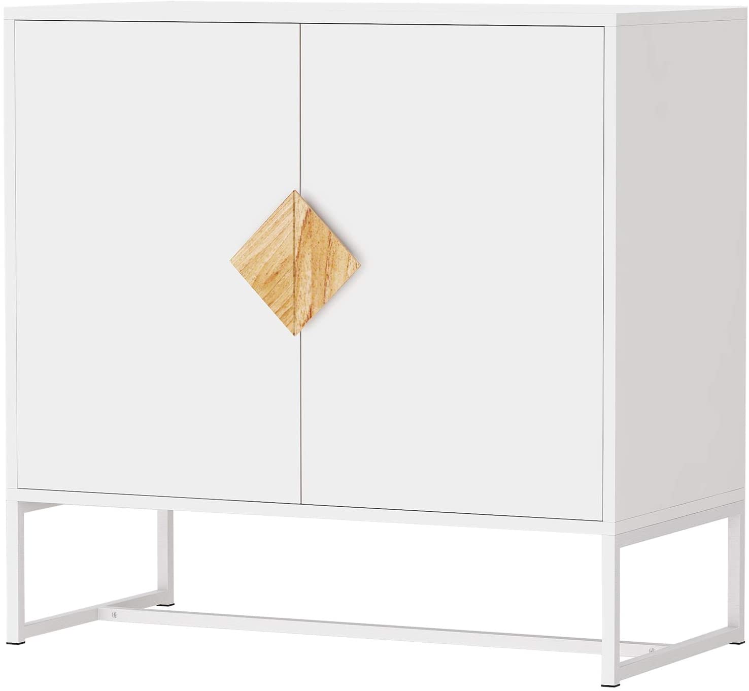 White Storage Cabinet with 2 Doors 2-Tier Storage Cabinet Sideboard ...