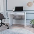 White Storage Desk with Drawer and Shelf,White Wood Furniture Office ...