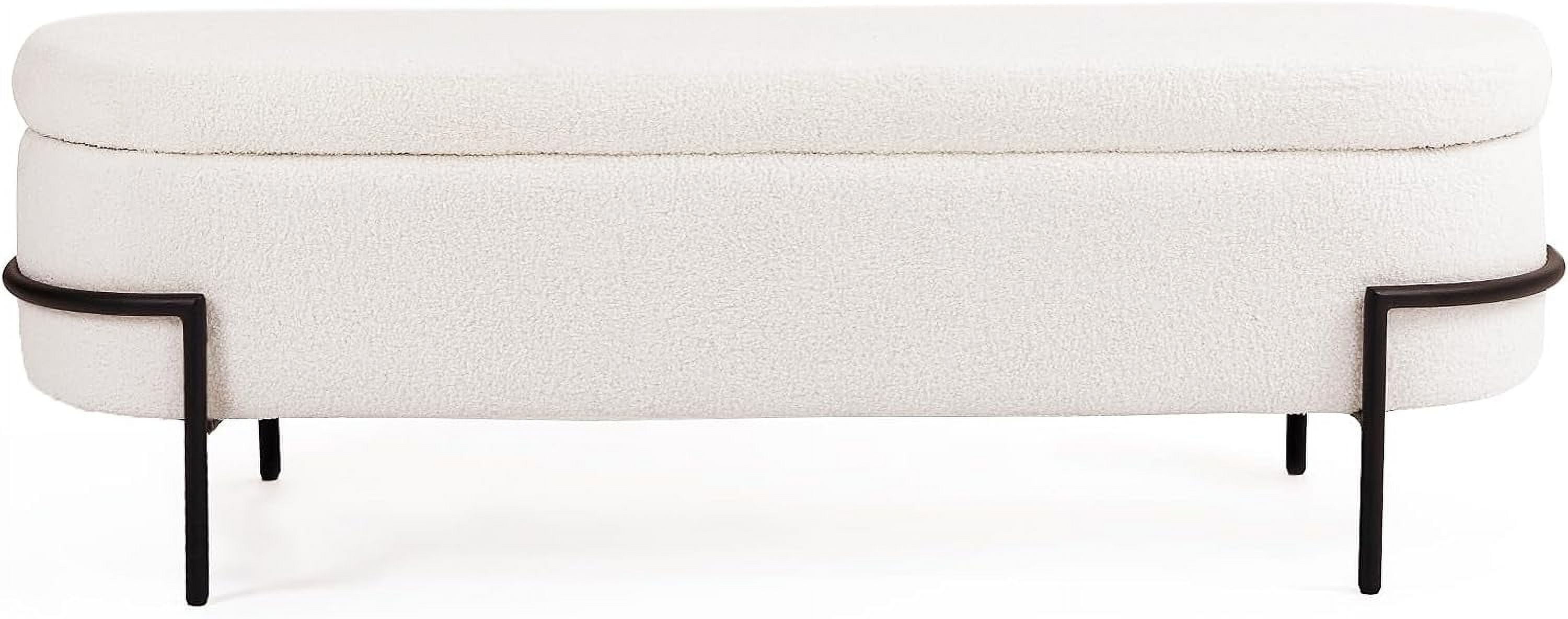 White Storage Ottoman, Sherpa Ottoman with Storage, Boucle Modern ...