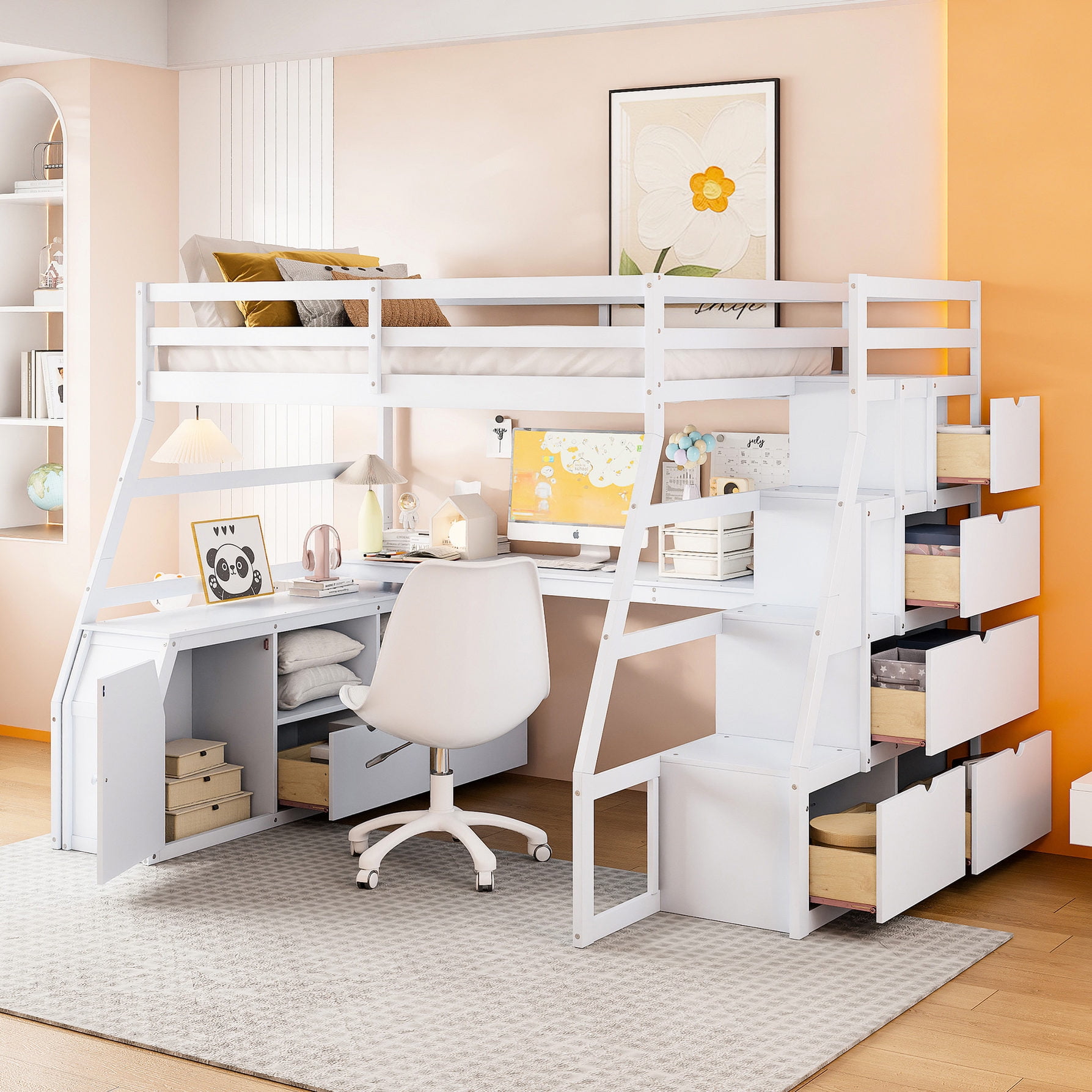 White - Storage and study space - Bedroom organization - Keeps things ...