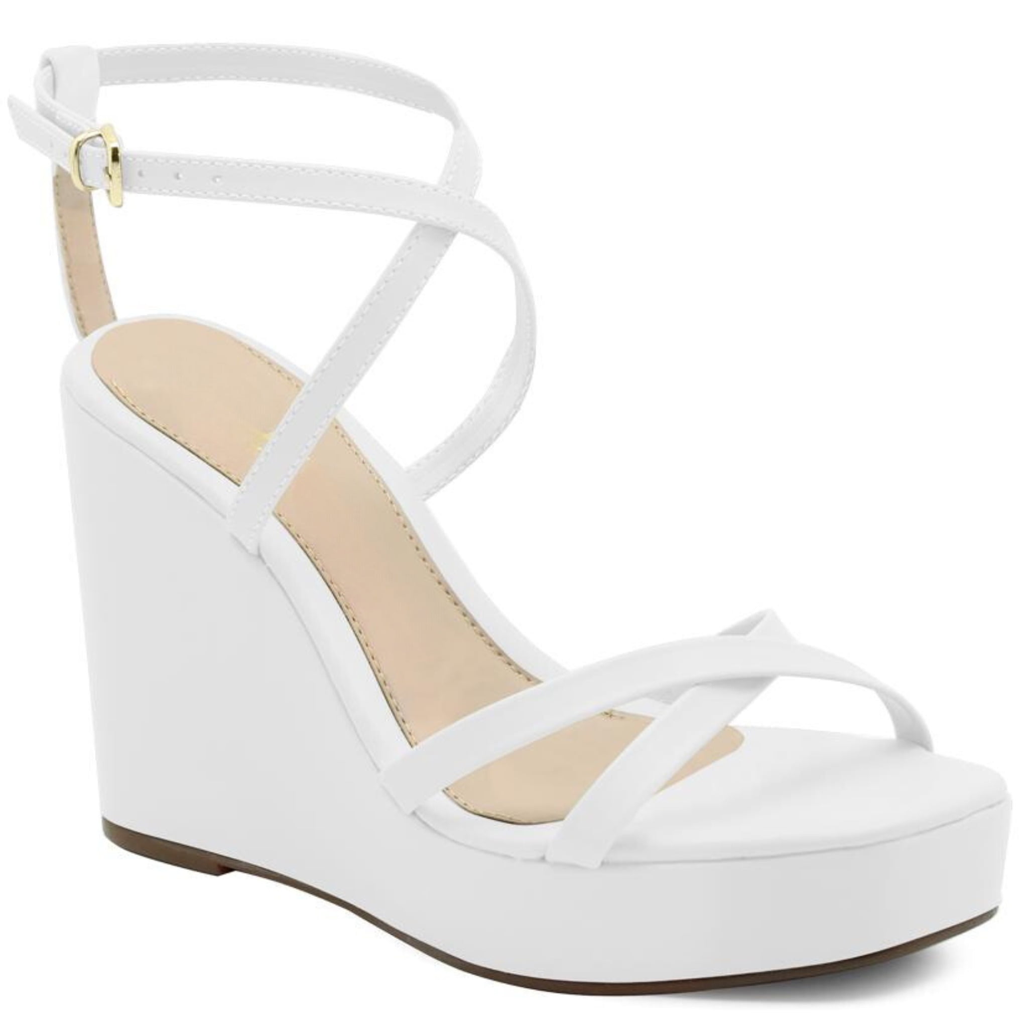 White Strappy High Platform Wedge - Walmart.com