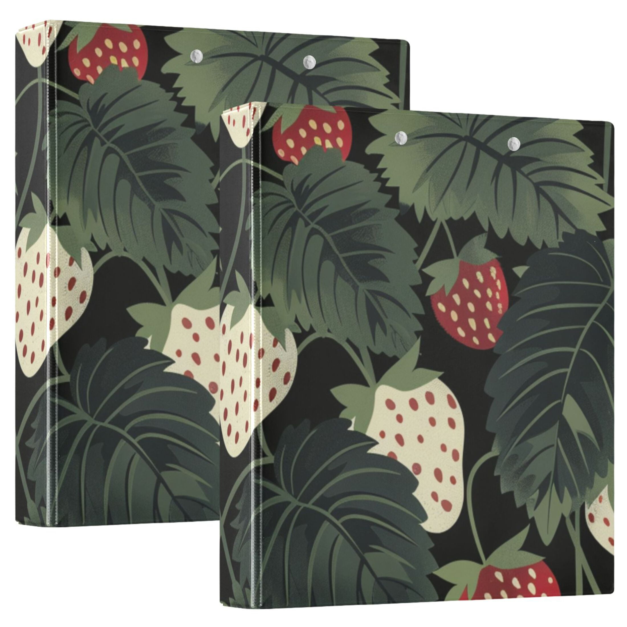 White Strawberries 3 Ring Binders 1.5 inch Hardcover File Folders with ...