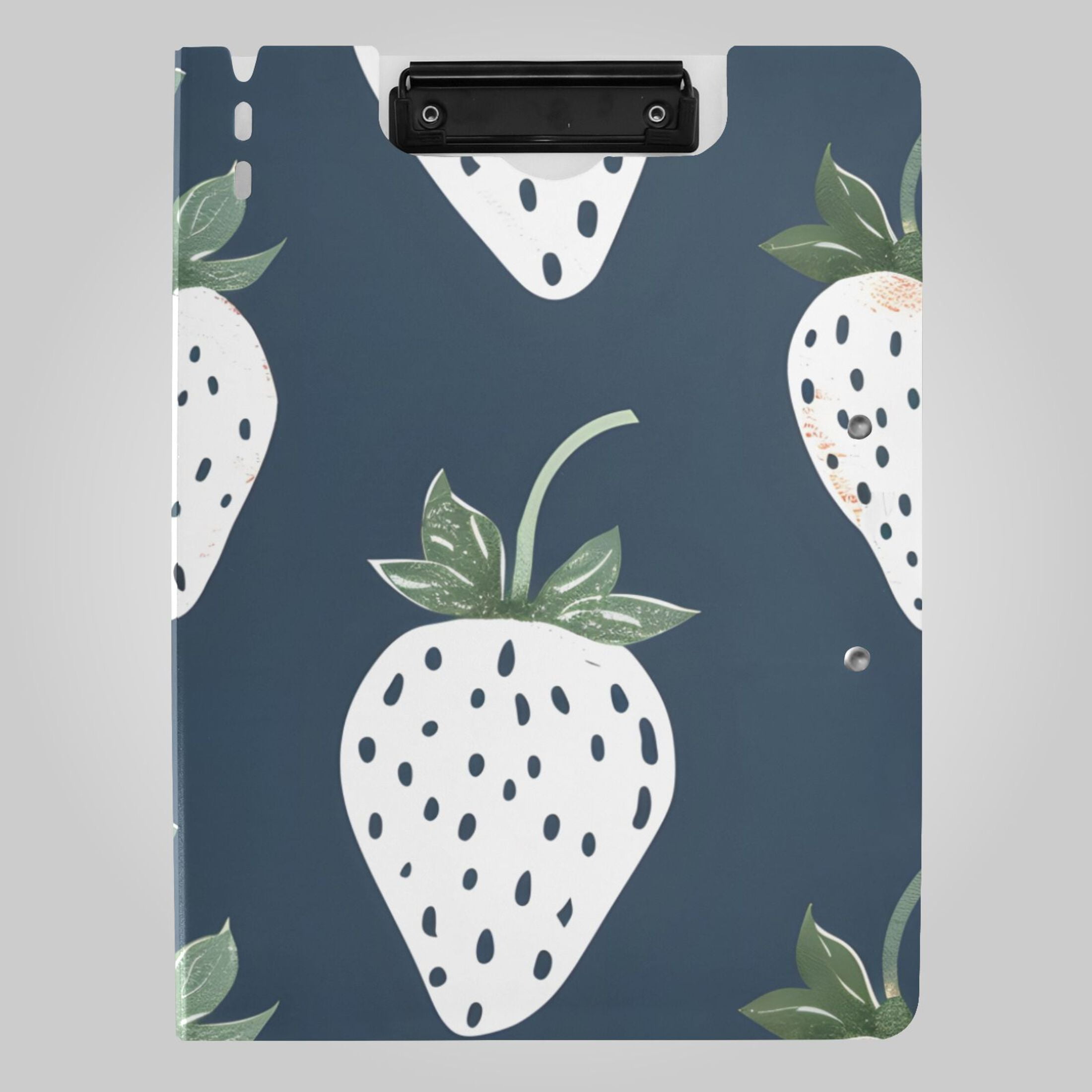 White Strawberries Hand Drawn Foldable Binder Folder Clipboard with Pen ...