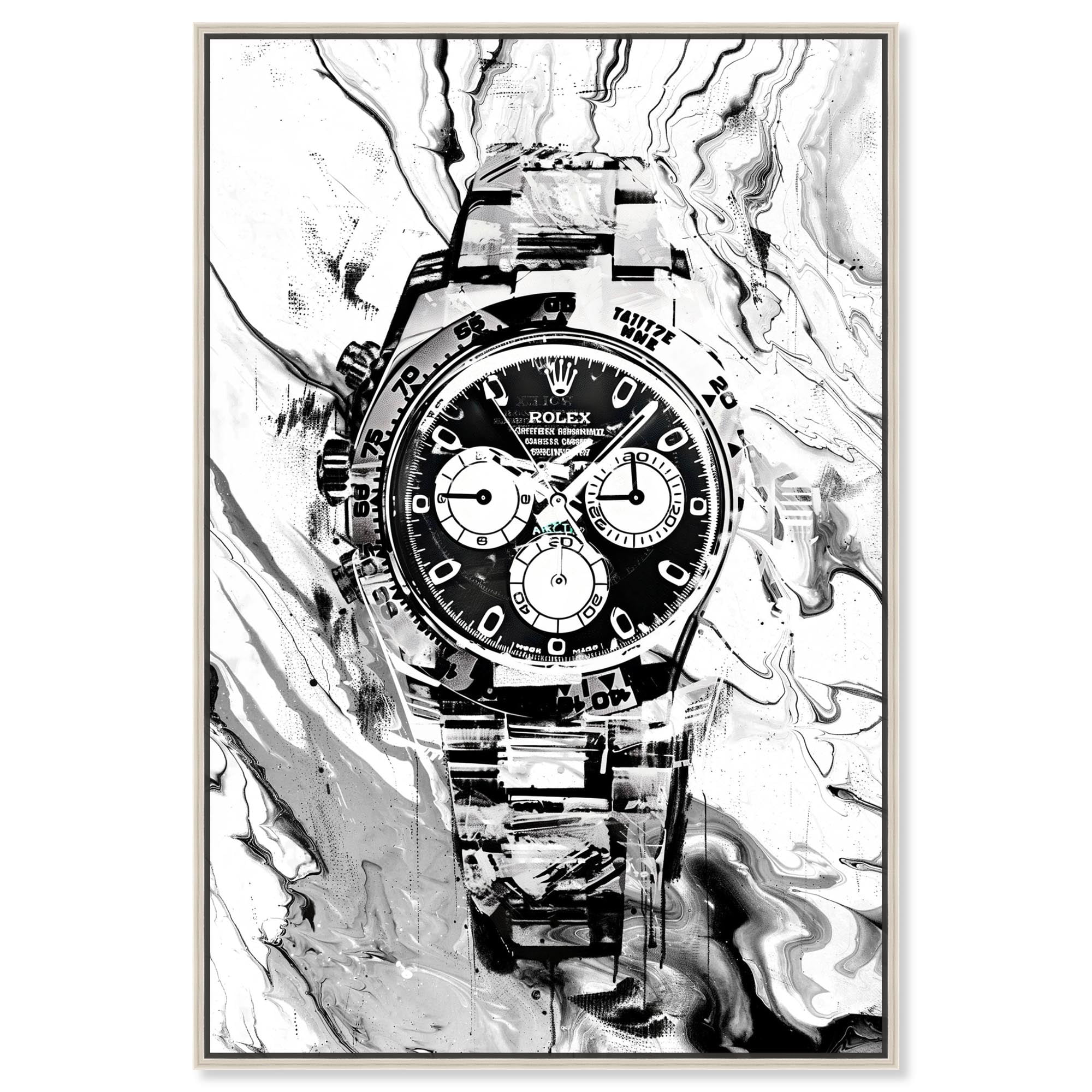 White Stream Watch Canvas Mancave Art by Art Remedy, Silver Frame, 10 ...
