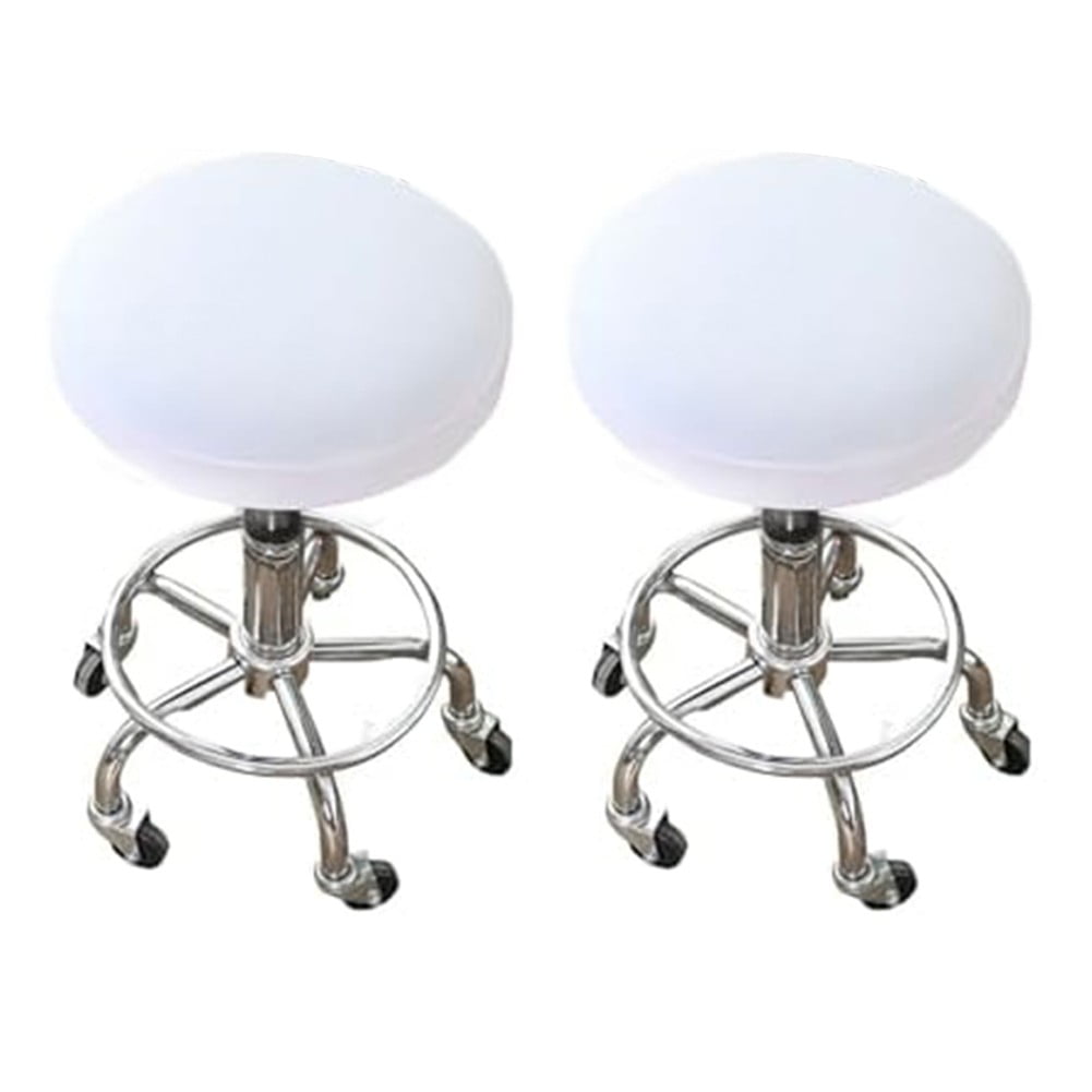 White Stretch Spandex Bar Stool Seat Covers for Round Stools, 30-40cm ...