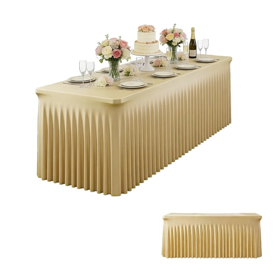 White Stretch Table Skirt for Rectangle Tables 48x24x30 Inches Pleated ...