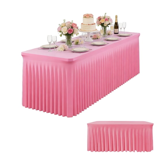 White Stretch Table Skirt for Rectangle Tables 48x24x30 Inches Pleated ...