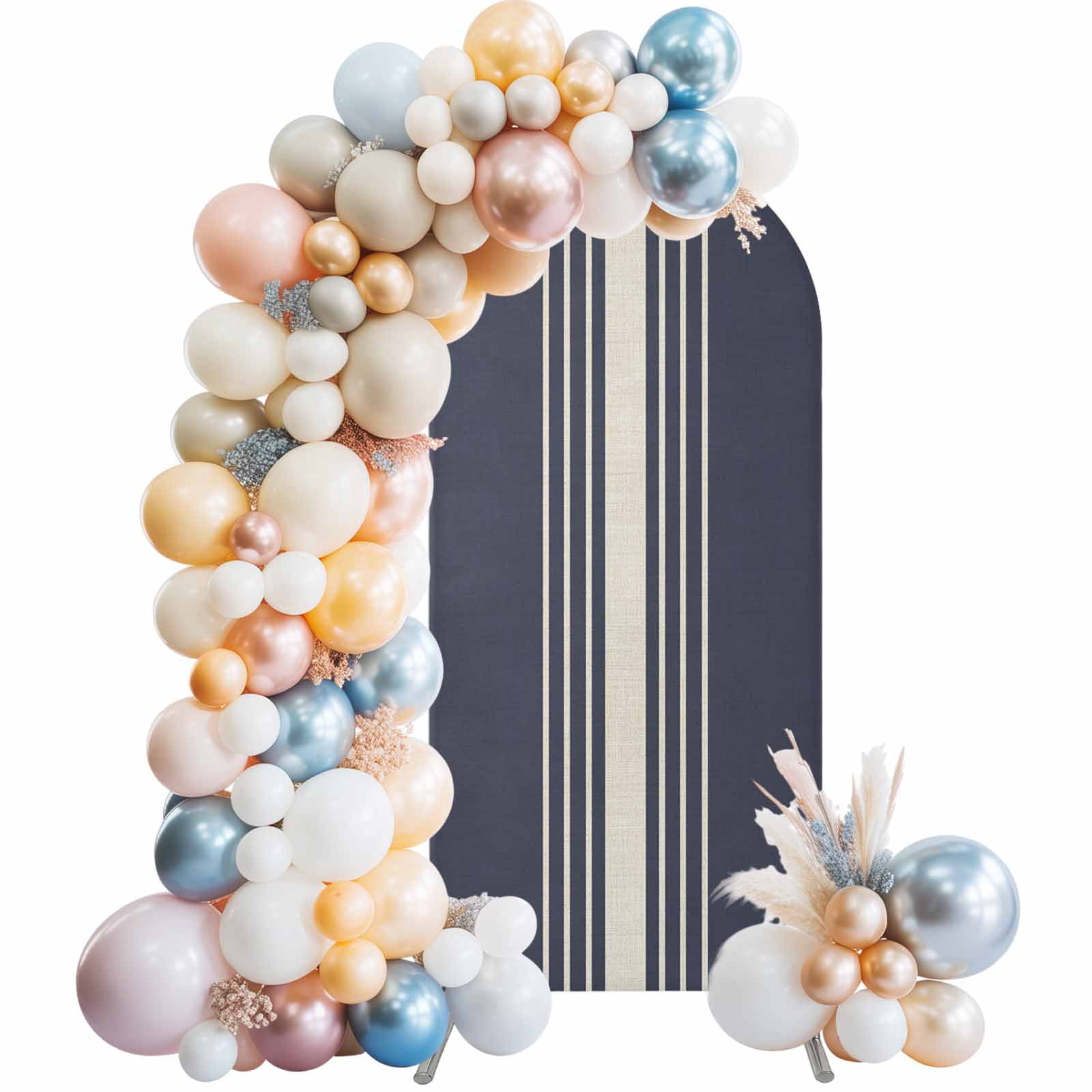 White Striped Arch Backdrop Cover 4 FT Simple Black Linen Texture ...